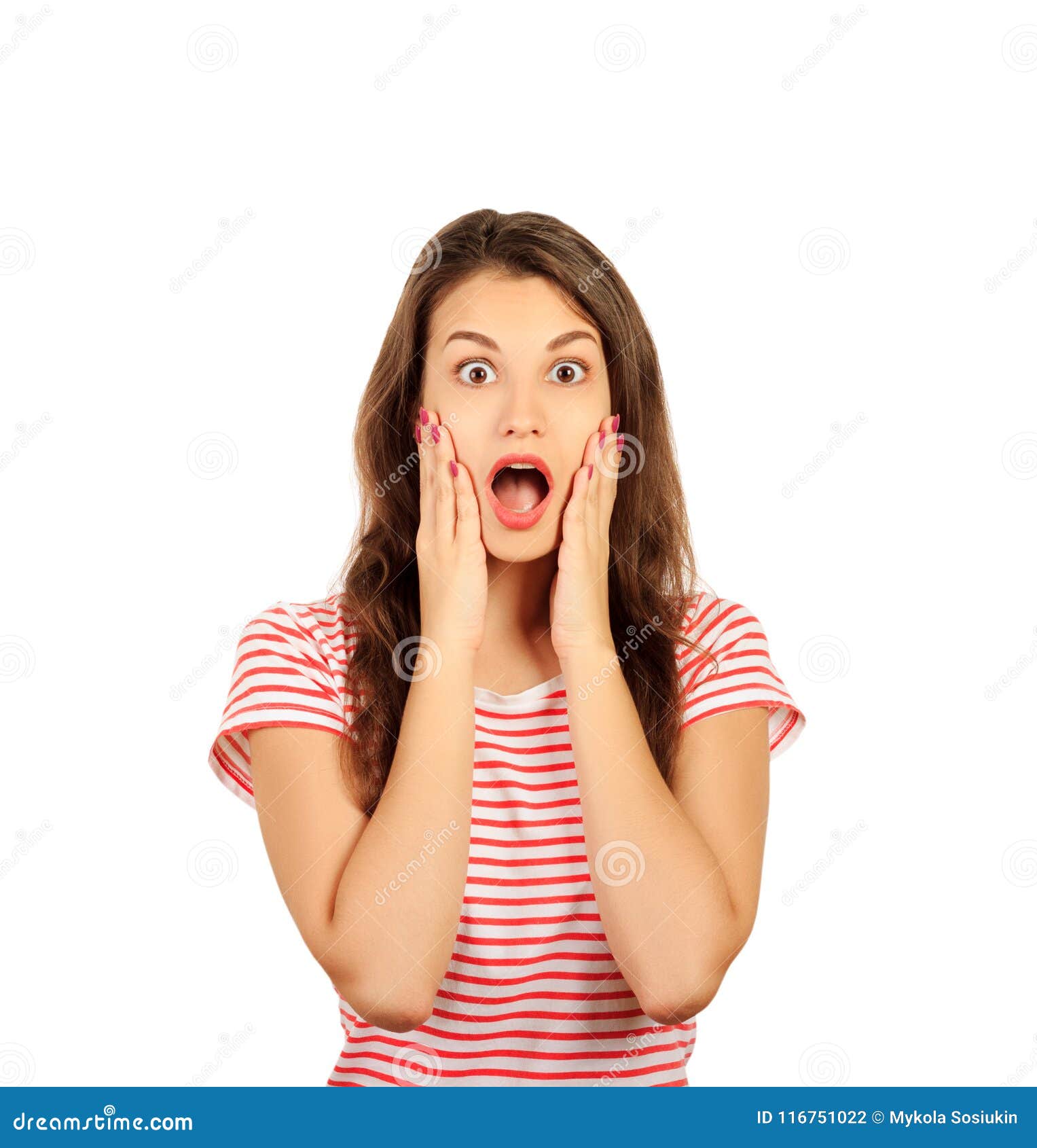 Jovem Mulher Bonita Surpreendida Menina Emocional Isolada No Fundo ... Jovem Mulher Bonita Surpreendida Menina Emocional Isolada No Fundo ...