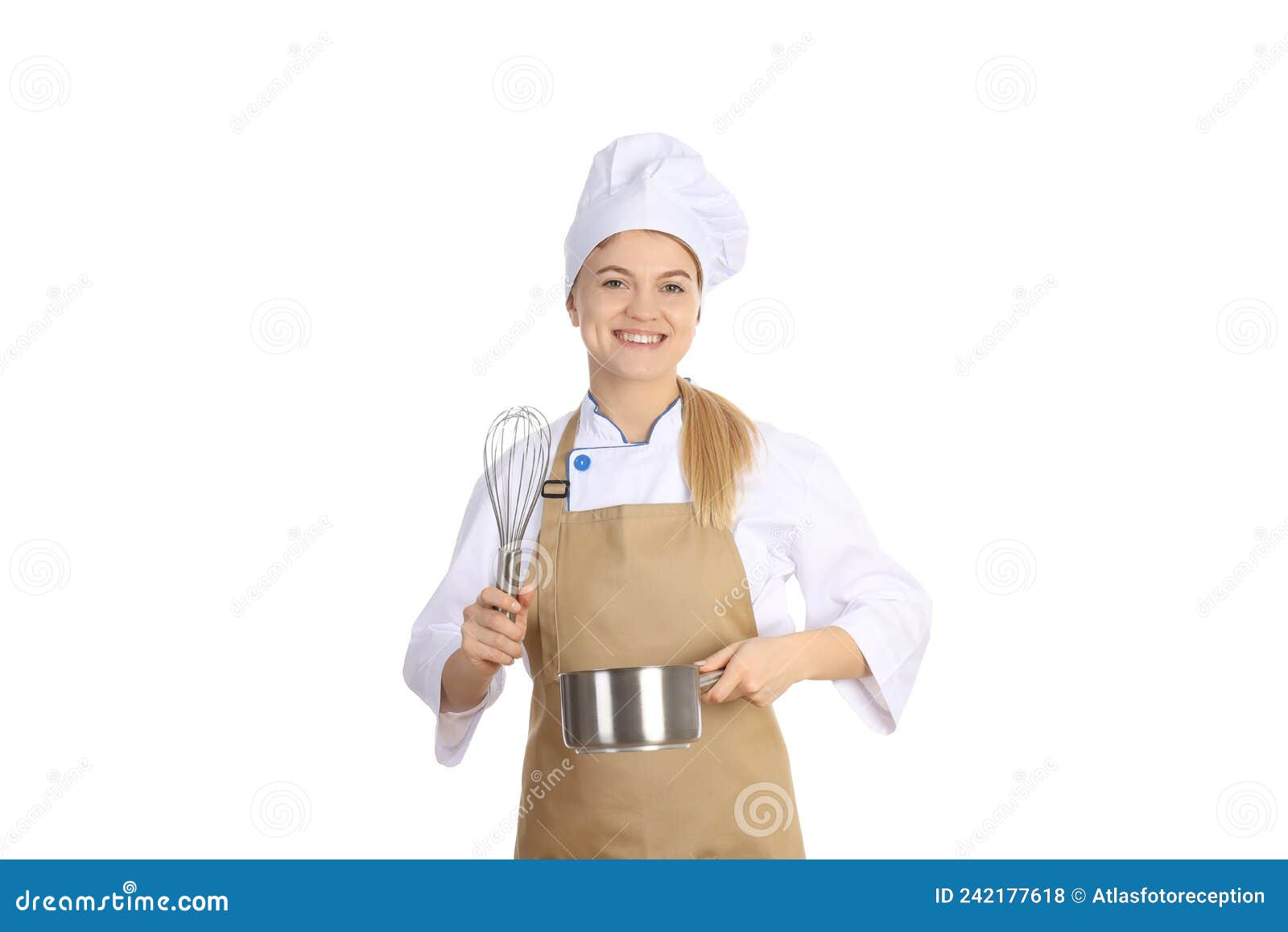 Joven Cocinera Aislada De Fondo Blanco Foto de archivo - Imagen de ...