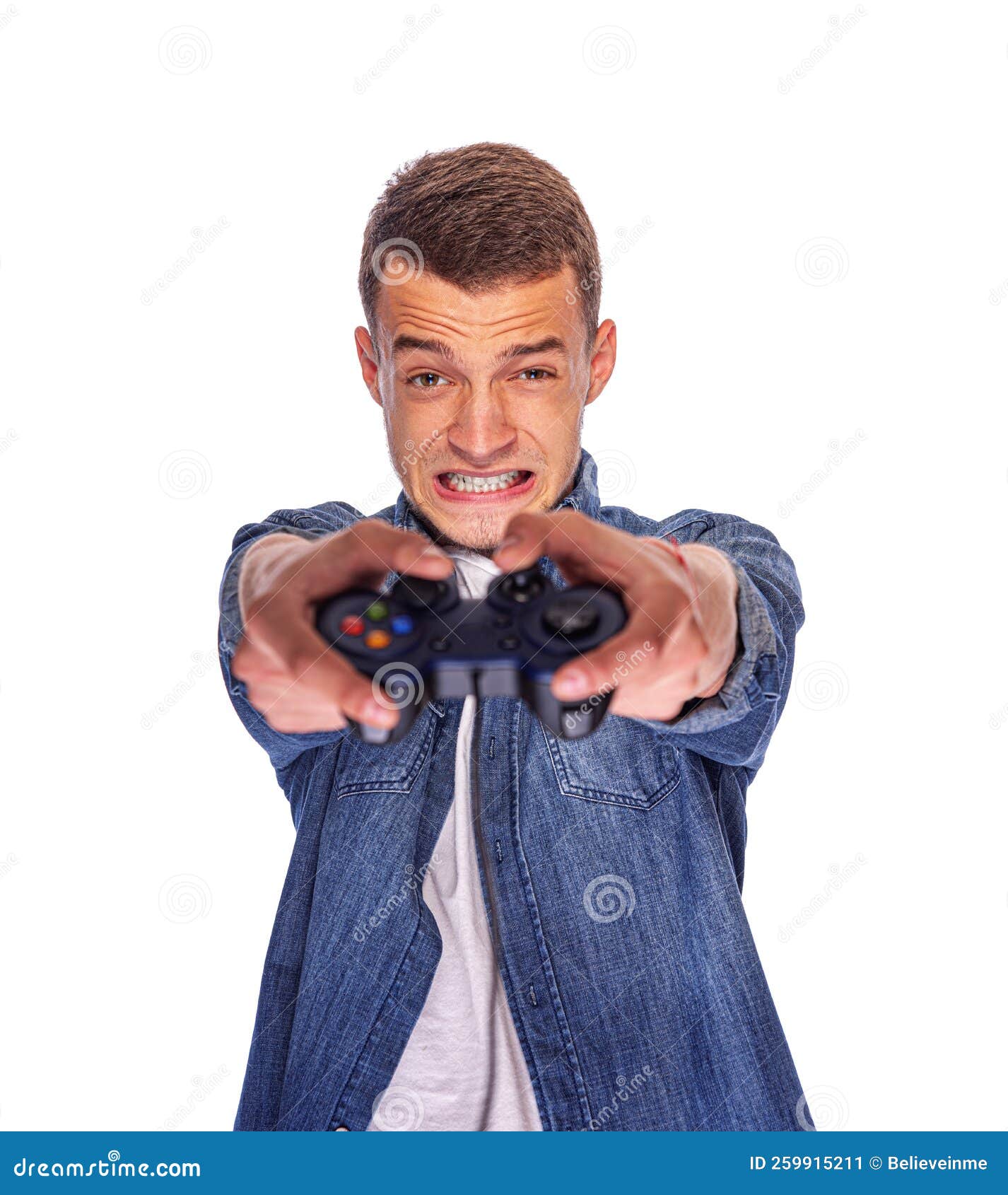 Joven Jugando En Consola O Computadora Usando Un Gamepad. Imagen de ... Joven Jugando En Consola O Computadora Usando Un Gamepad. Imagen de ...