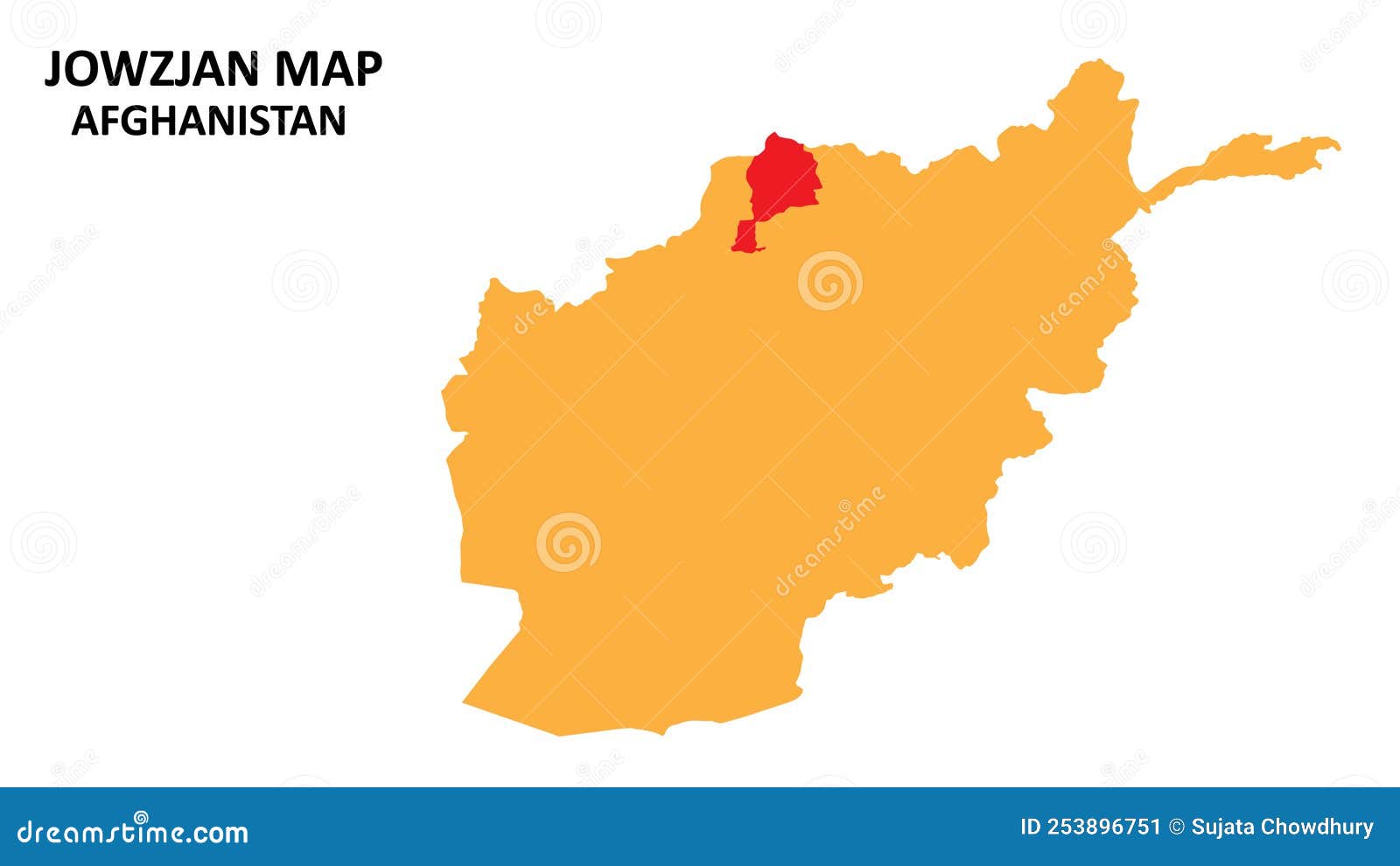 Jowzjan State and Regions Map Highlighted on Afghanistan Map Stock ...