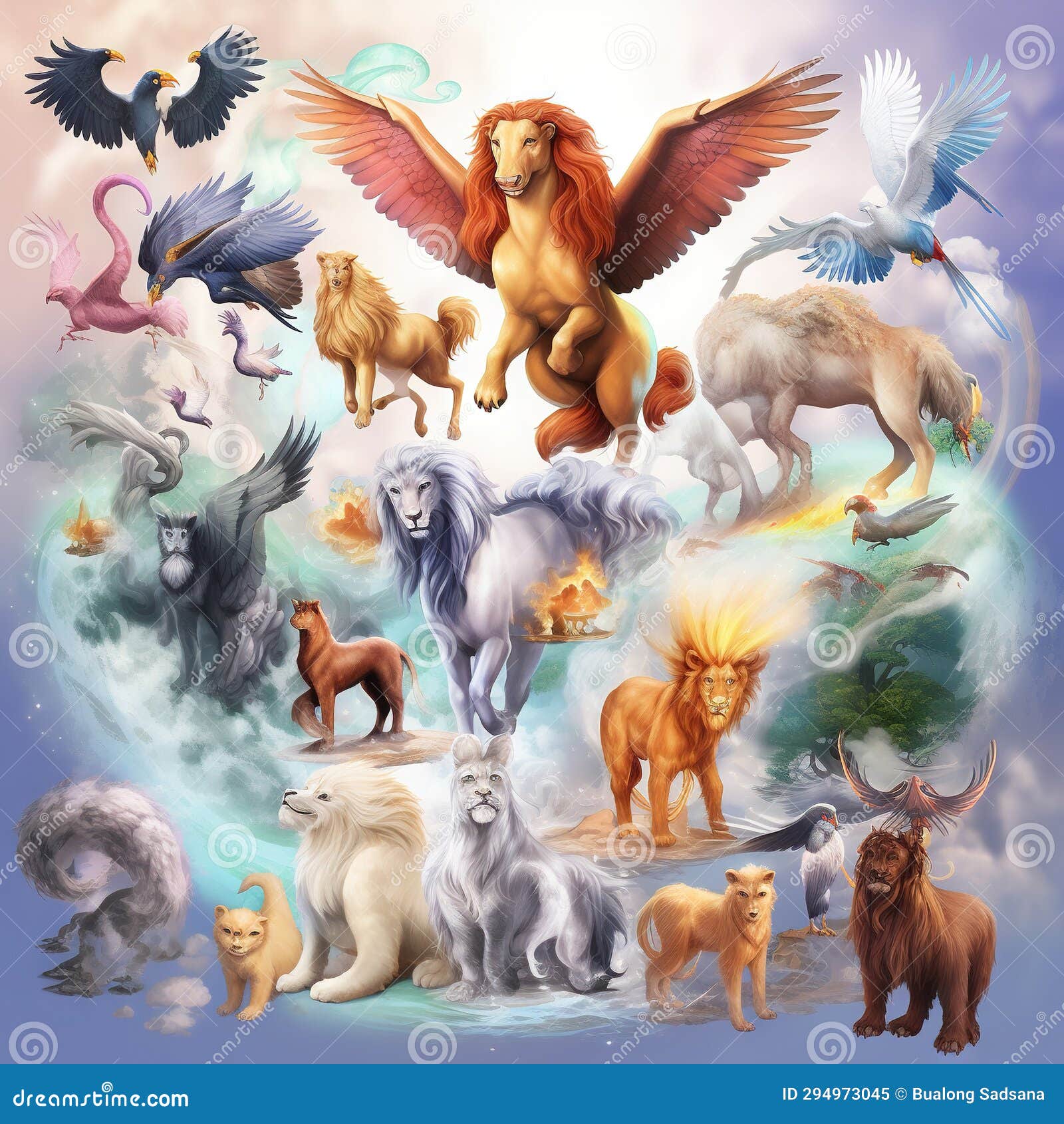 Joy Animals Clip Art Set Made with Generative AI Illustration Stock ...