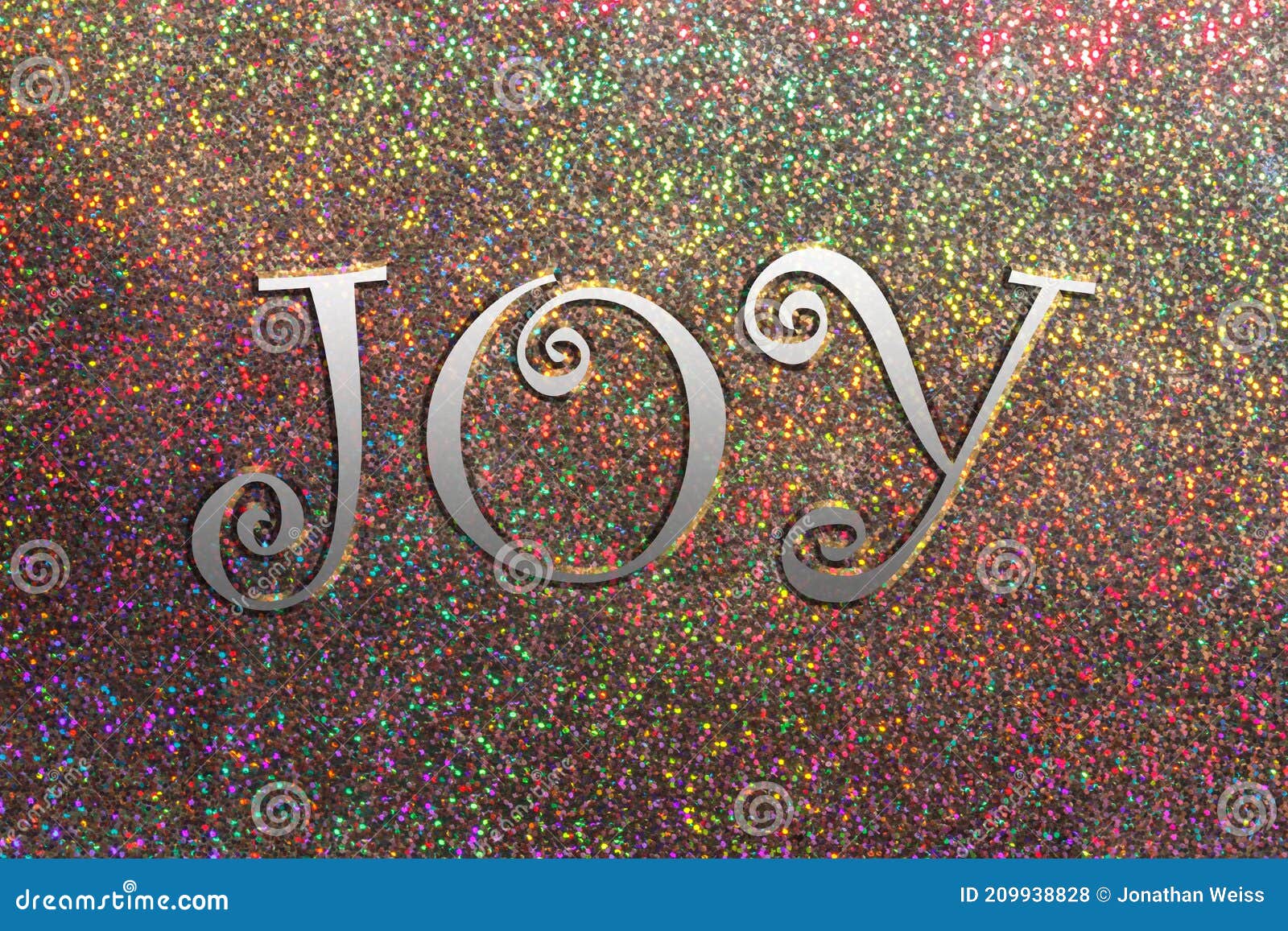 Joy in Bold Chrome Text on a Rainbow Glitter Sparkle Abstract ...