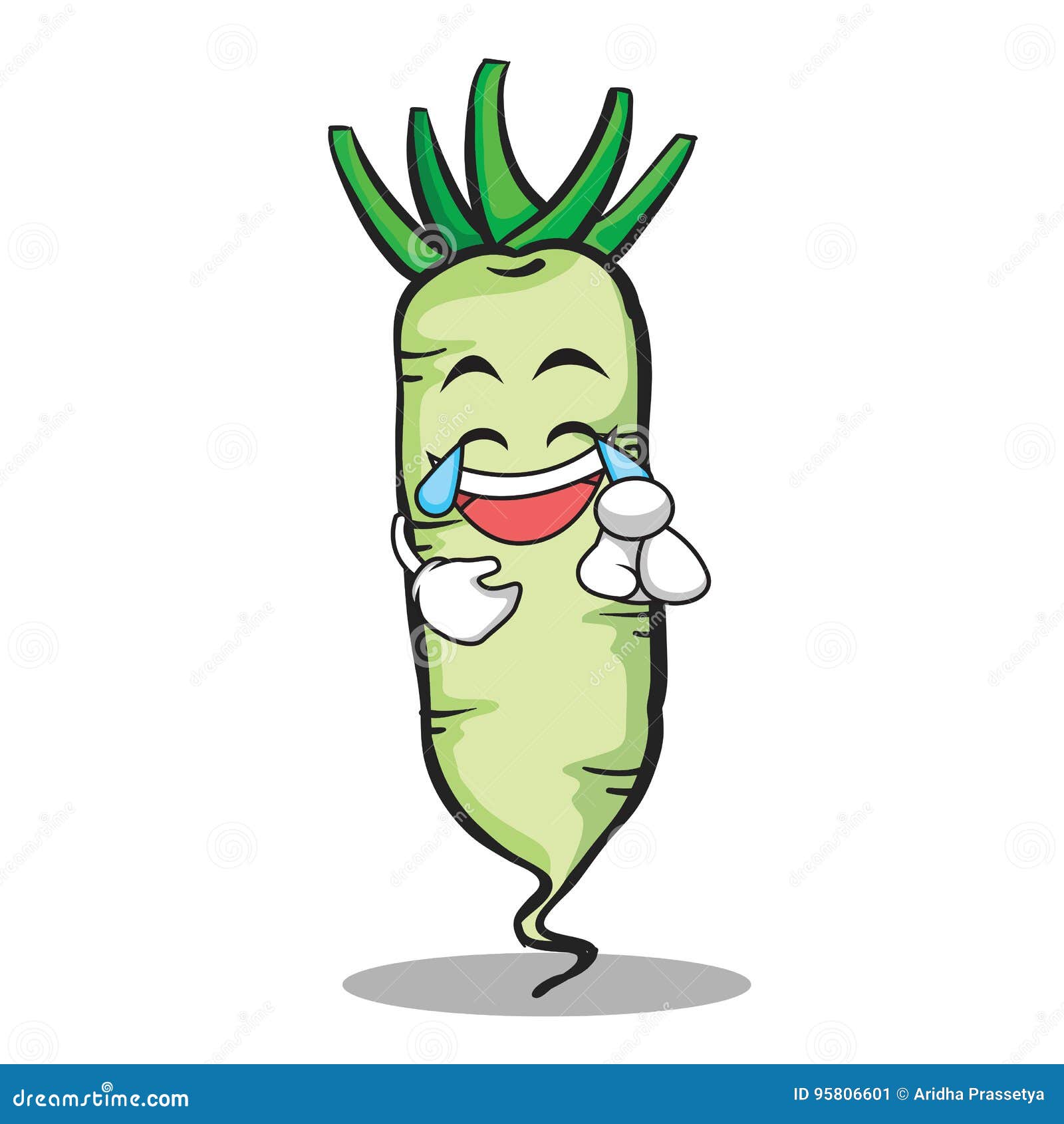 Joy Face White Radish Cartoon Character Stock Vector - Illustration of ...