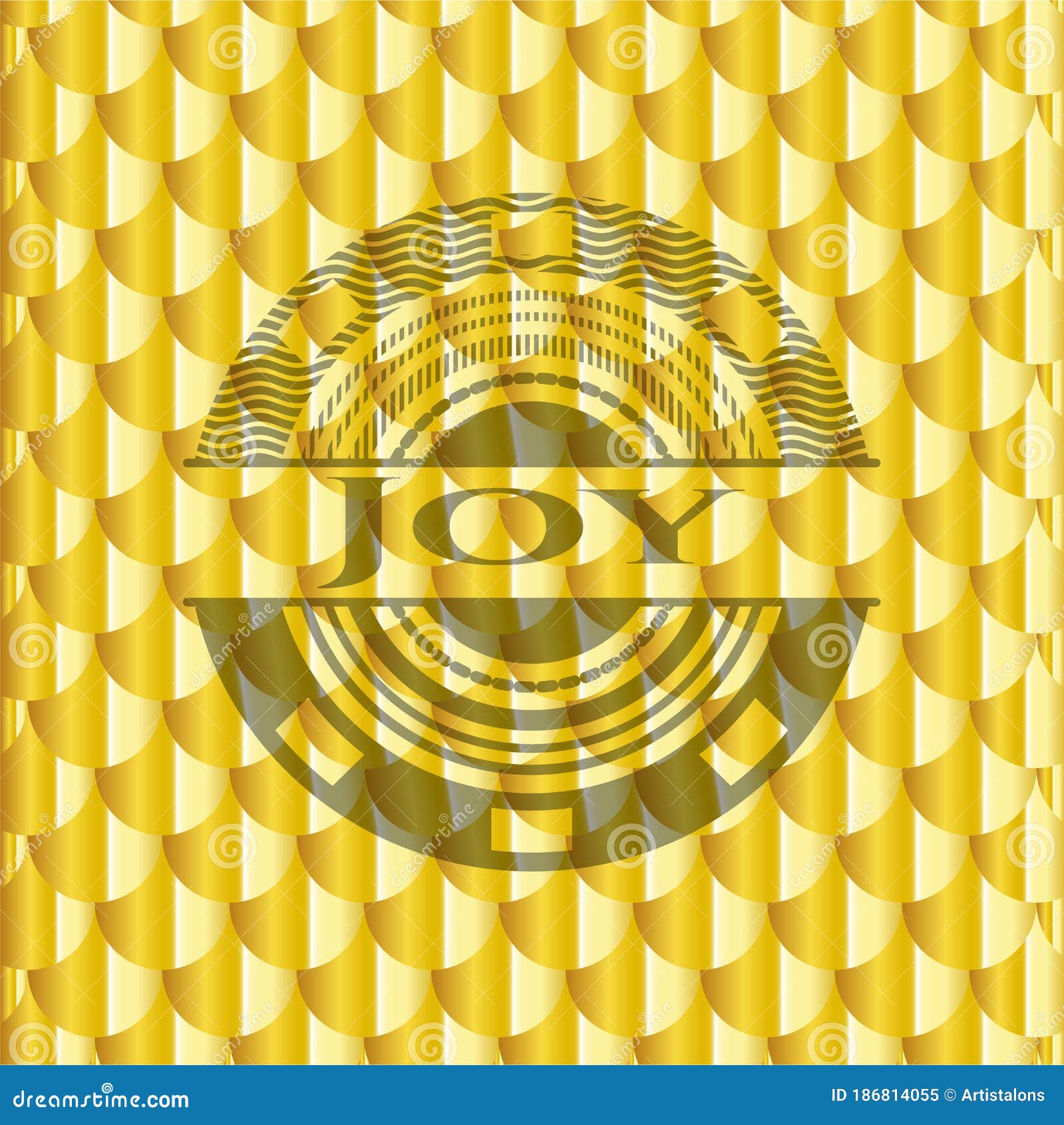 Joy Gold Shiny Emblem. Scales Pattern. Vector Illustration Stock Vector ...