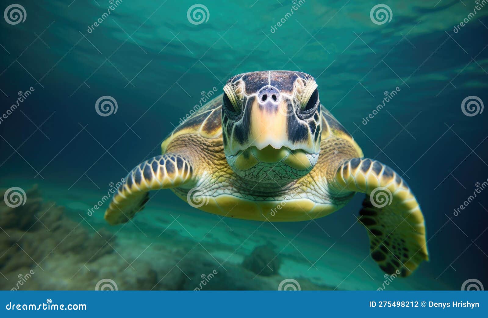 The Joy of Happy Sea Turtle Swimming in Its Portrait Creating Using ...