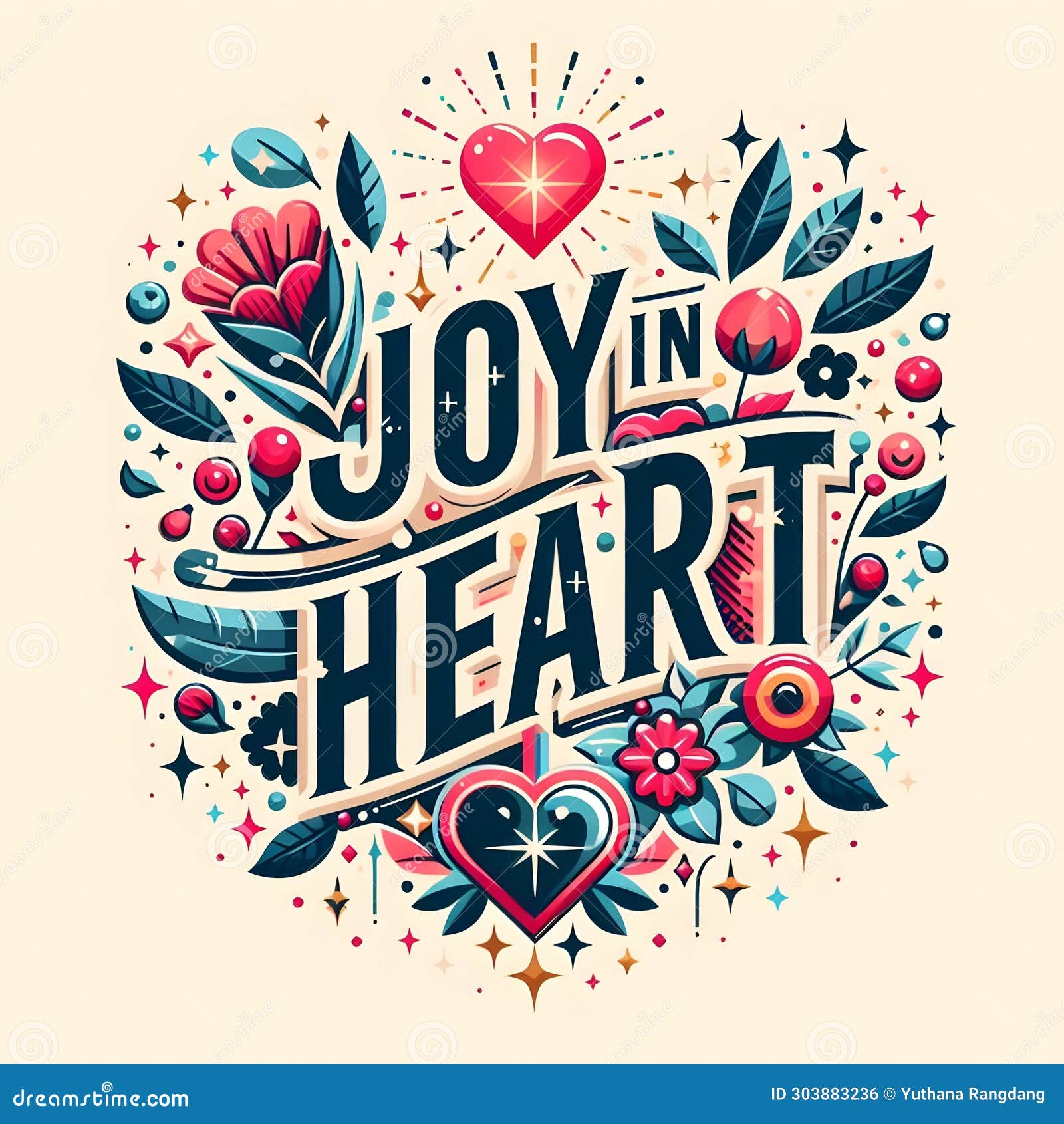 Joy in Heart, Text Love , Typography. Stock Illustration - Illustration ...