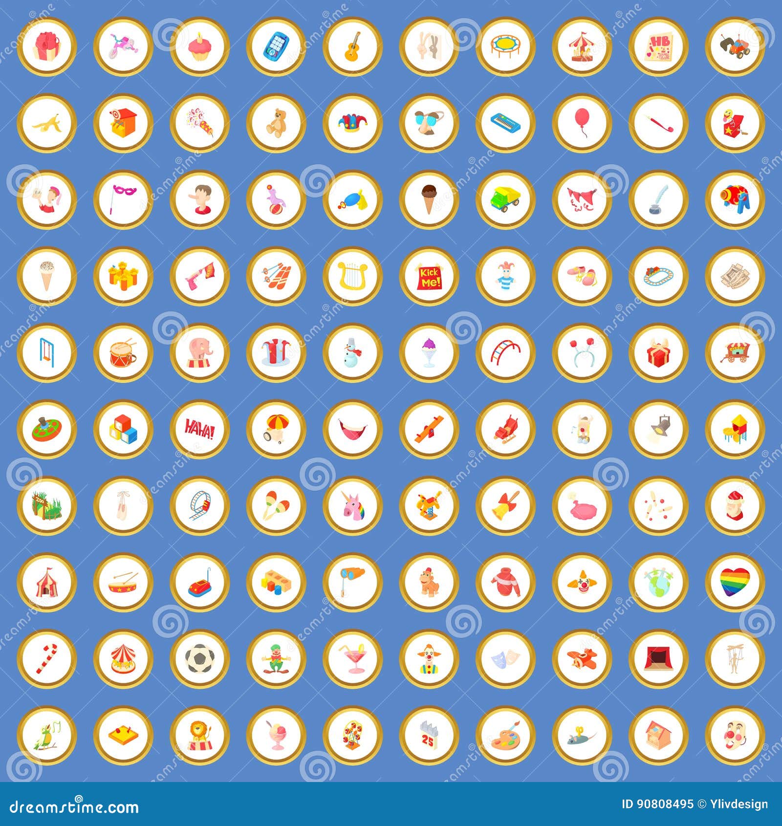 100 Joy Icons Set Cartoon Vector Stock Vector - Illustration of ...