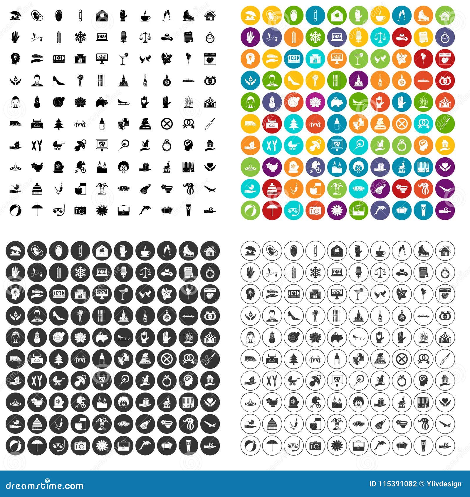 100 Joy Icons Set Vector Variant Stock Vector - Illustration of ...