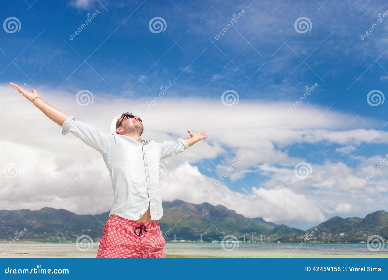 Joy of Life and Freedom on the Beach Stock Image - Image of caribbean ...