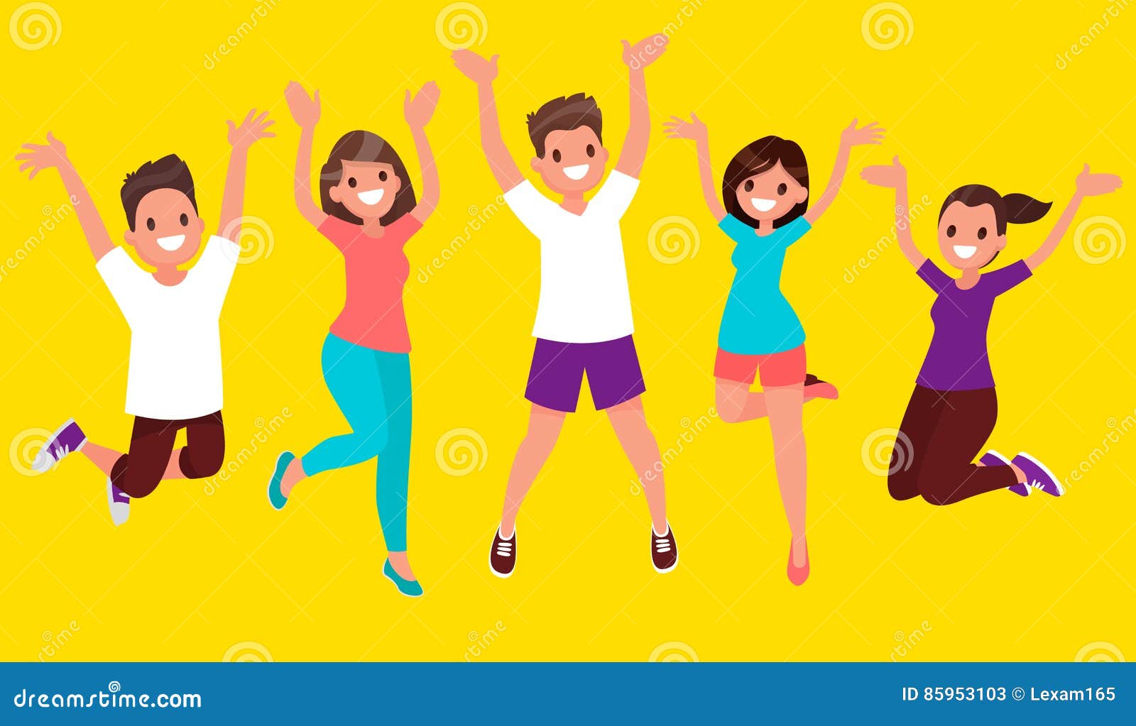 The Joy of Life. Happy People Jump Stock Illustration - Illustration of ...