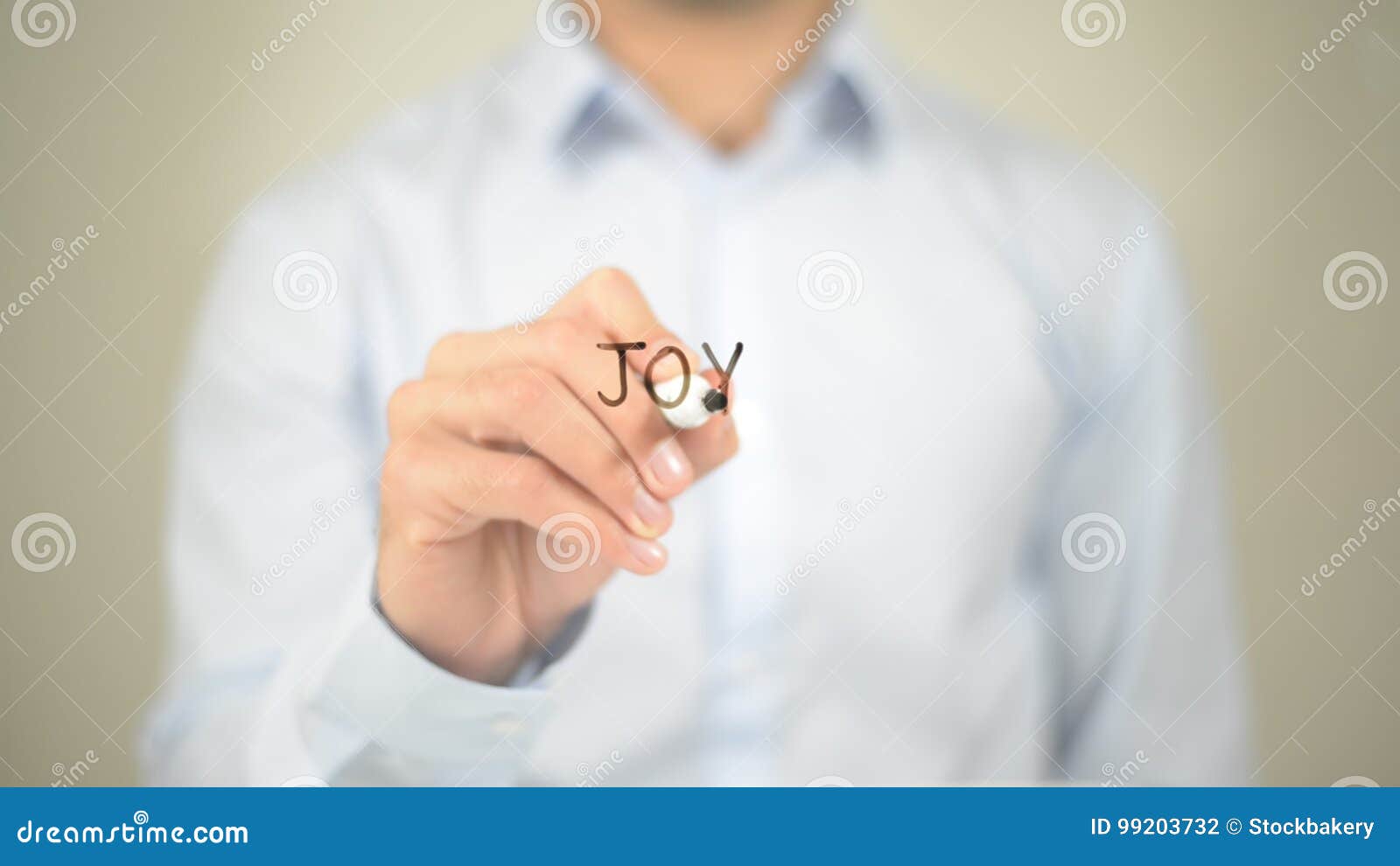 Joy , Man Writing on Transparent Screen Stock Photo - Image of ...