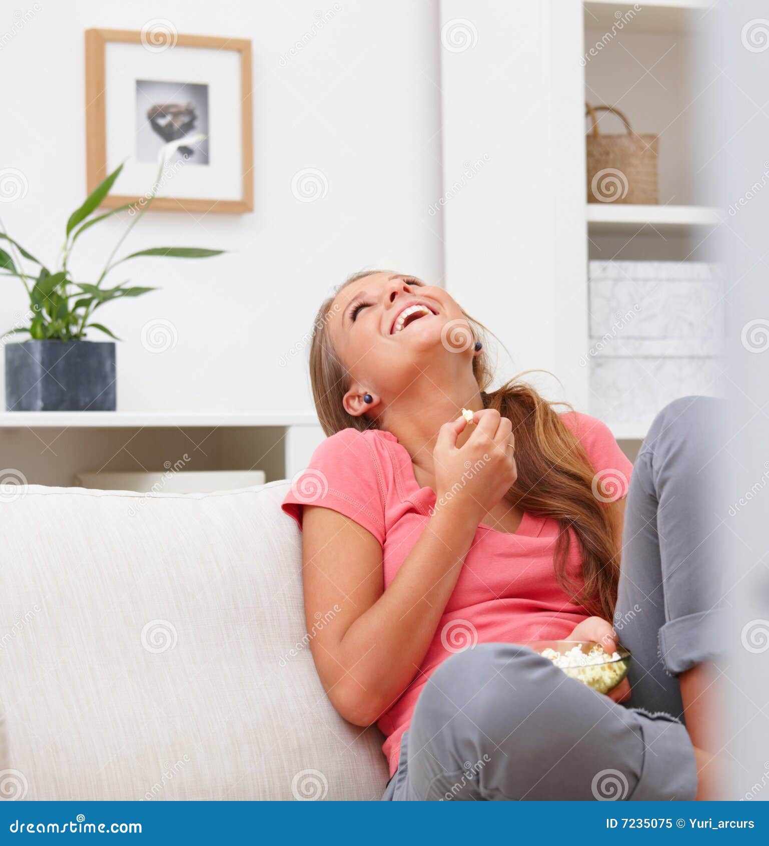 Joy - Woman Laughing at Comedy Movie Stock Image - Image of model, face ...