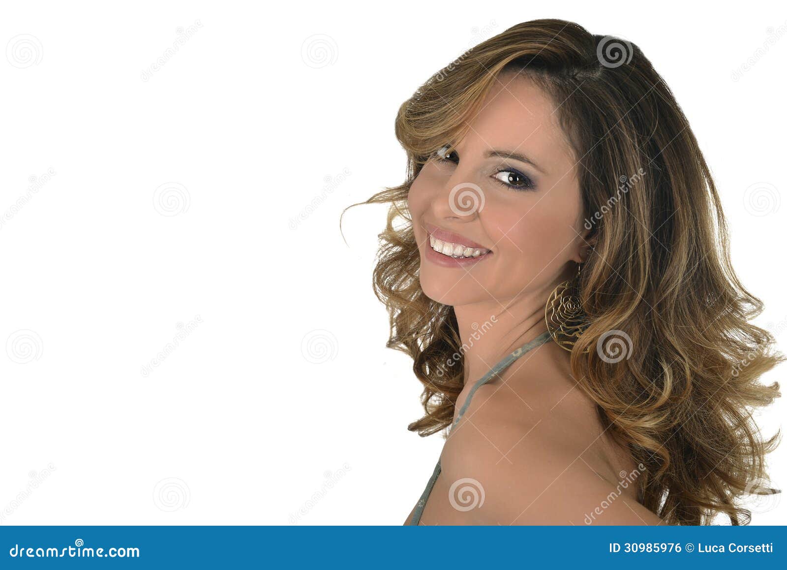Joy Young Girl on White Background Stock Photo - Image of model ...