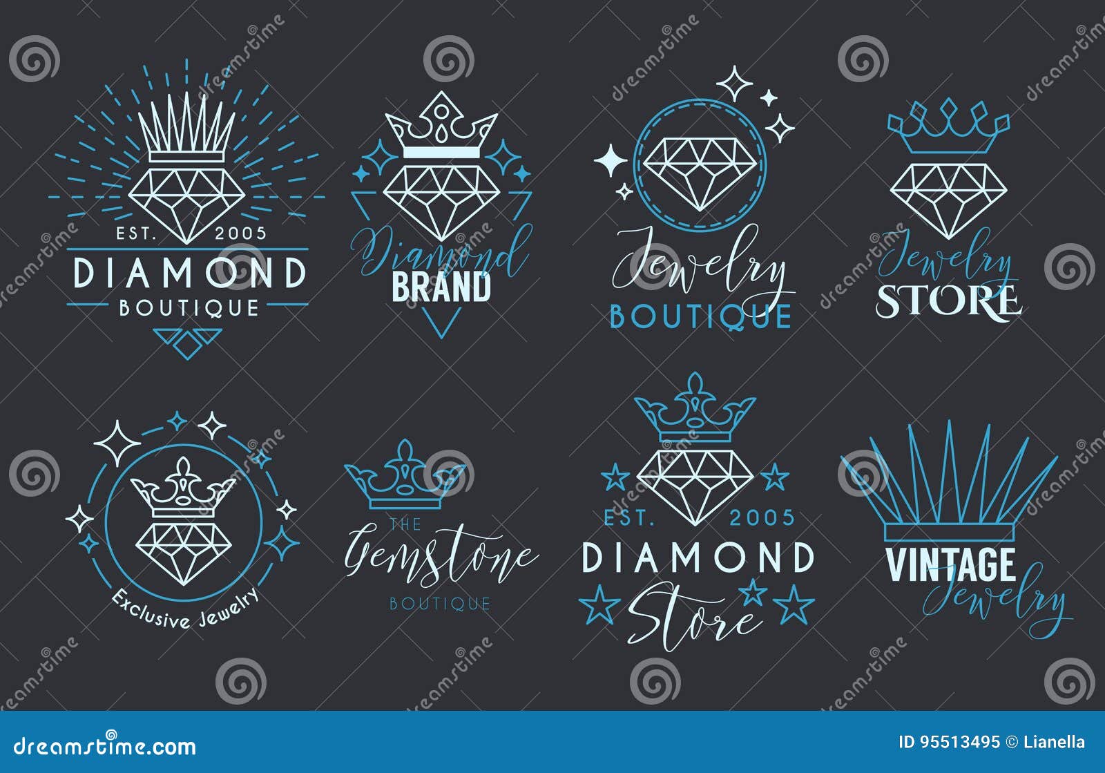 Joyería Logo Set Para El Stor De La Joyería Ilustración del Vector ...