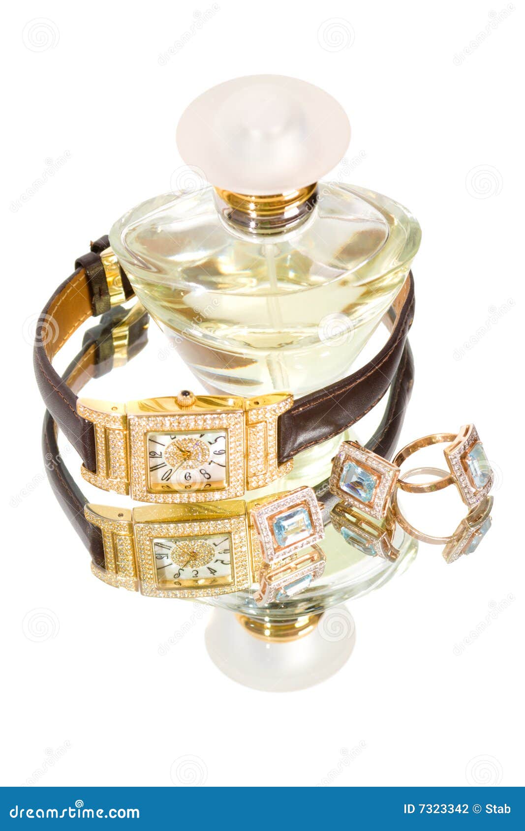 Joyería y perfume de oro foto de archivo. Imagen de onix - 7323342