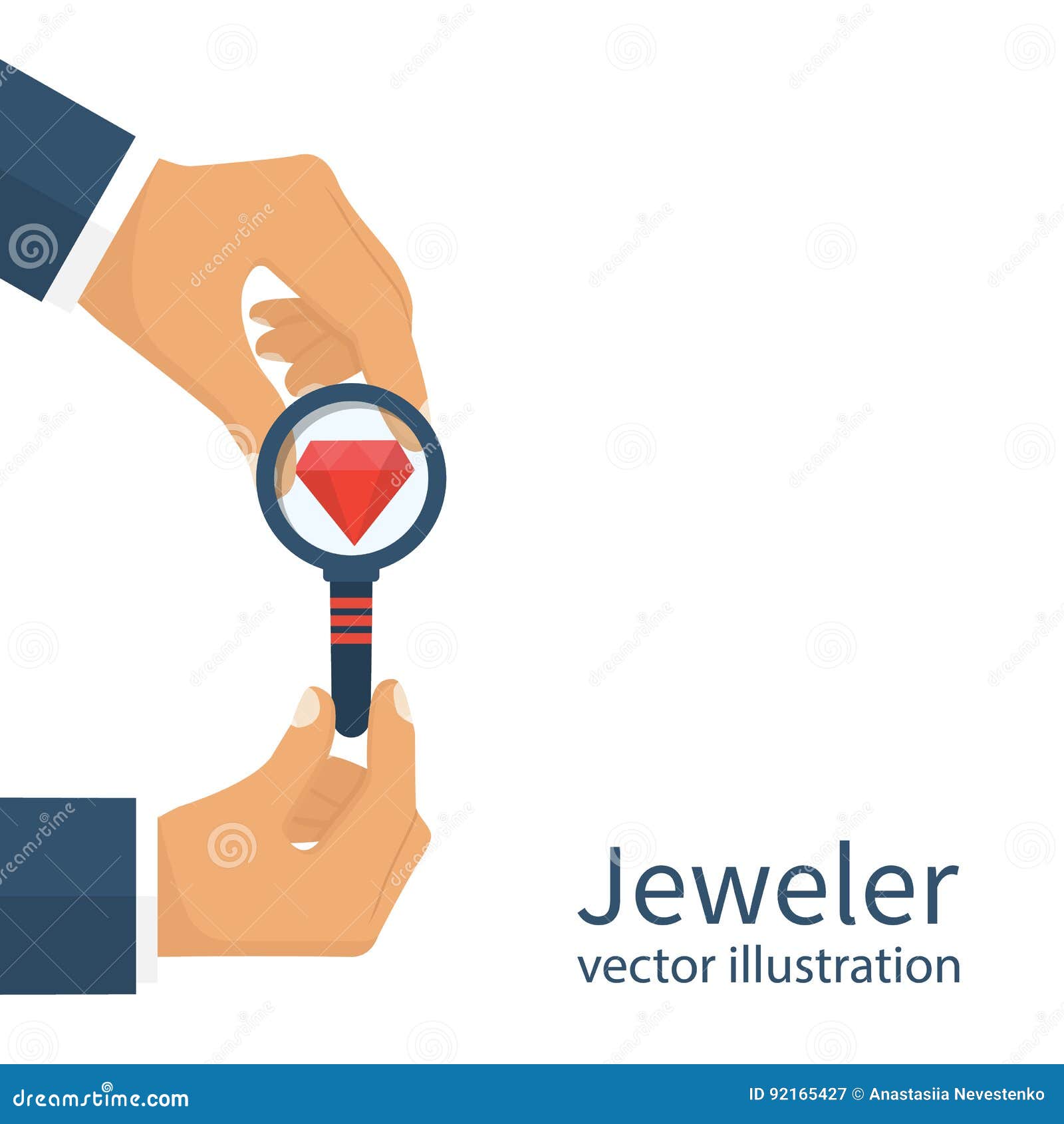 Joyero Que Mira El Diamante Ilustración del Vector - Ilustración de ...