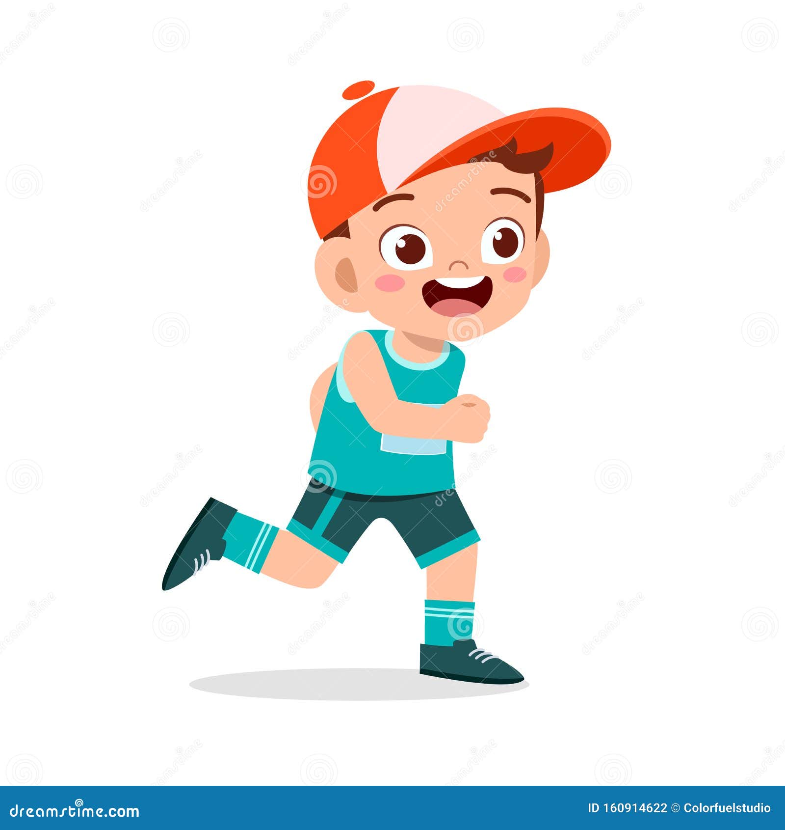 Joyeux Gamin Train De Courir Marathon Jogging Illustration de Vecteur ...