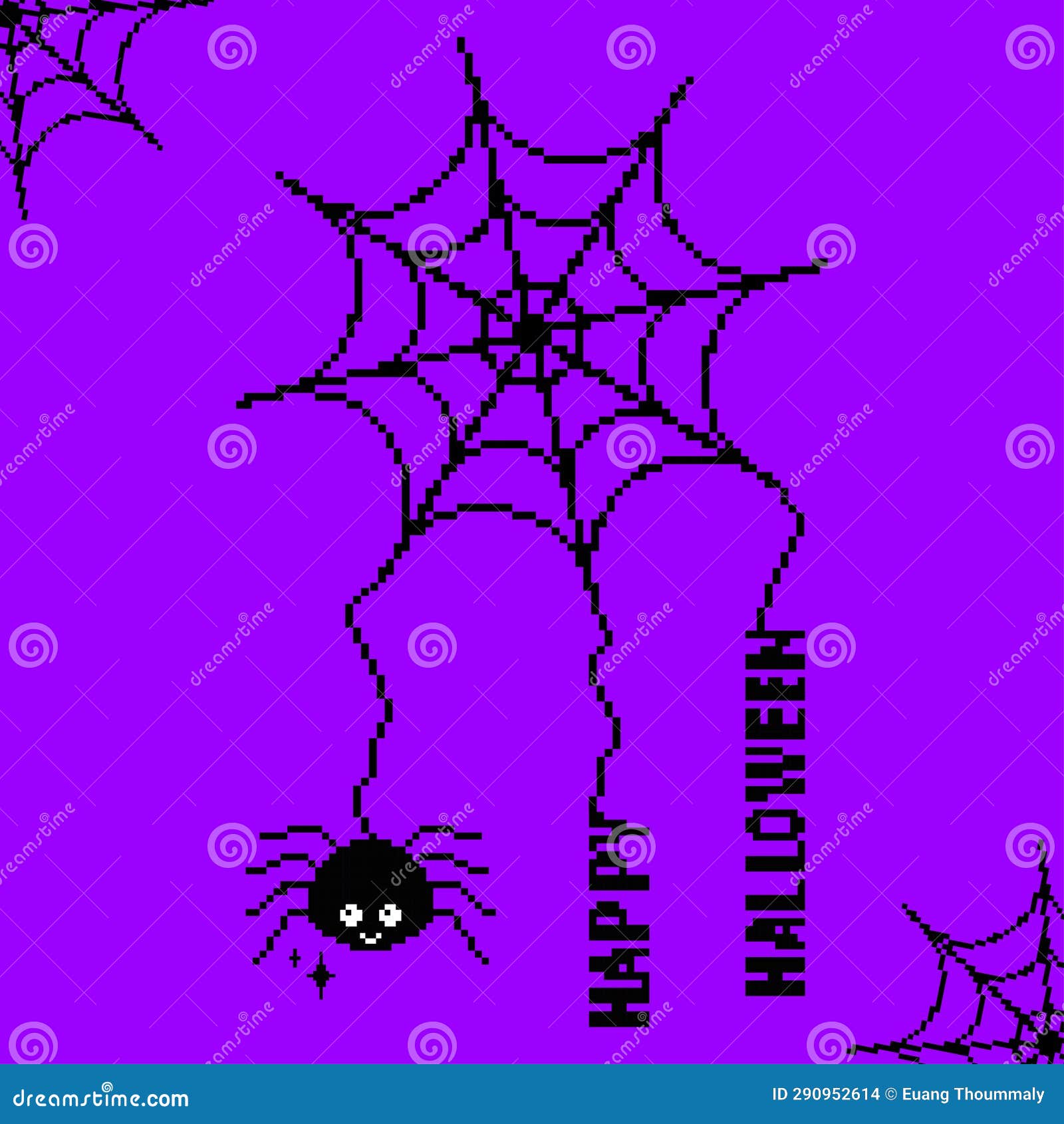 Joyeux Halloween Spider Web Pixel Art Illustration de Vecteur ...