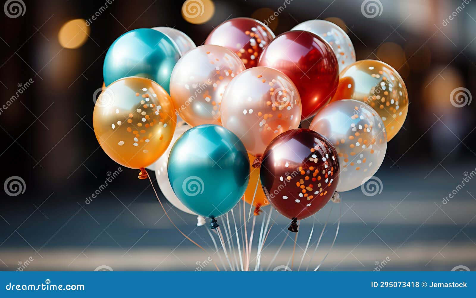 A Joyful Birthday Celebration With Colorful Balloons Flying Outdoors