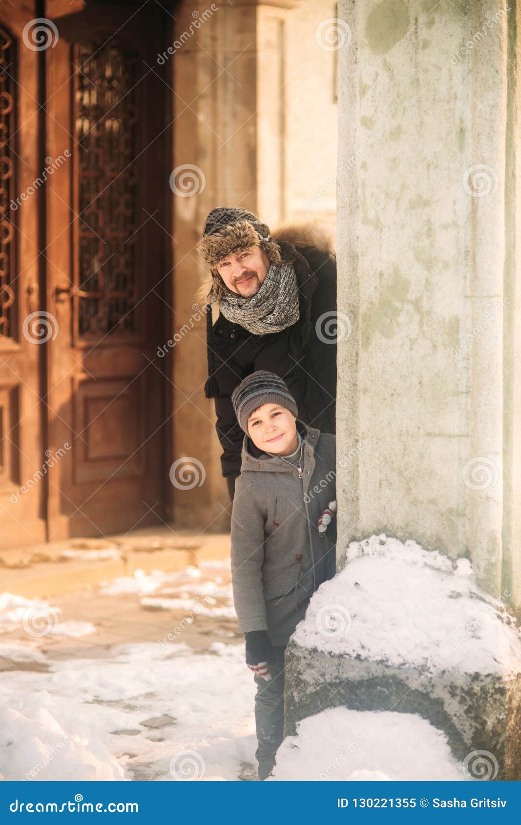 Father Winter Upside Down Daughter Outdoors Stock Photography ...