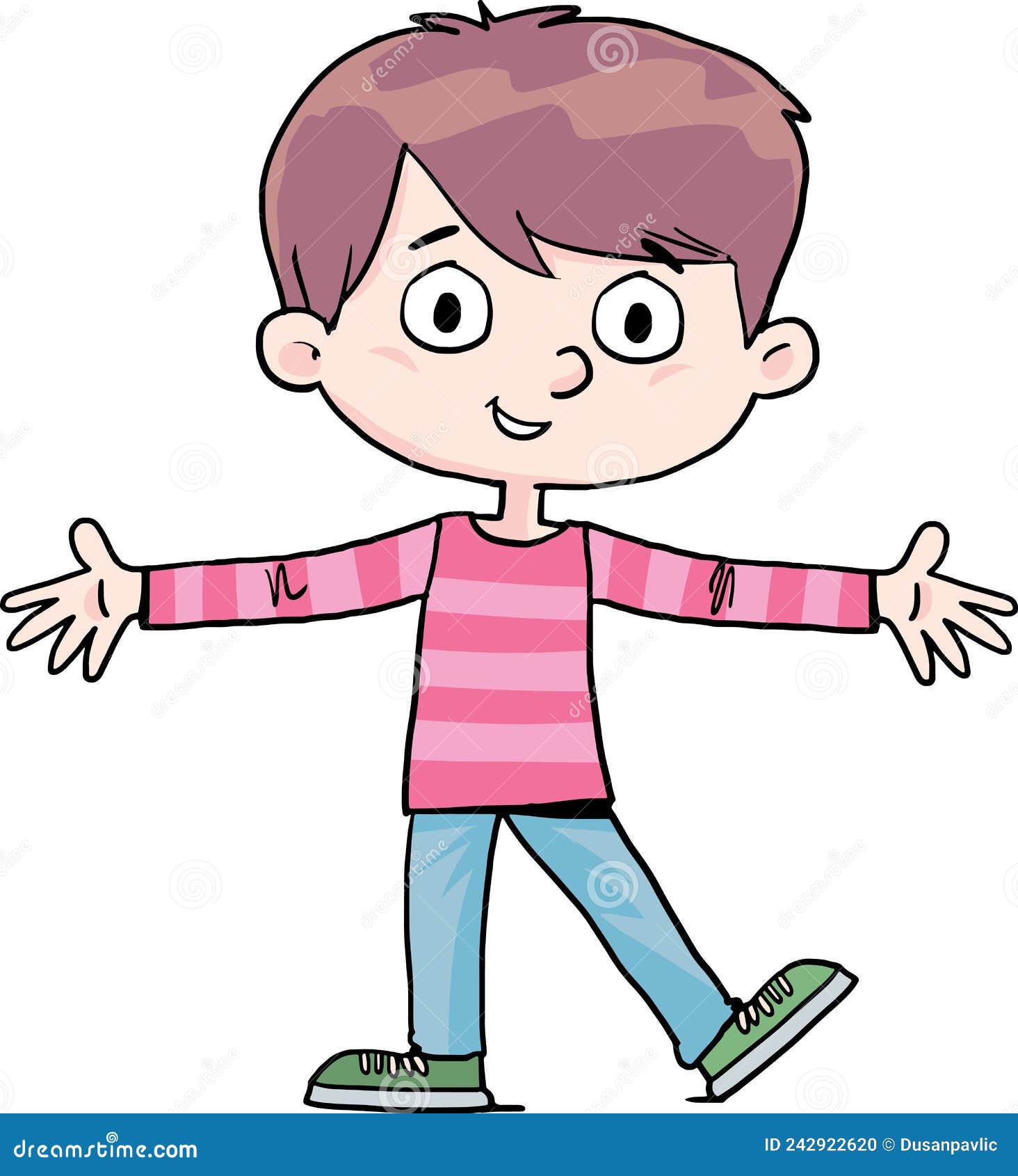 Joyful Boy With Outstretched Arms Vector Illustration | CartoonDealer ...