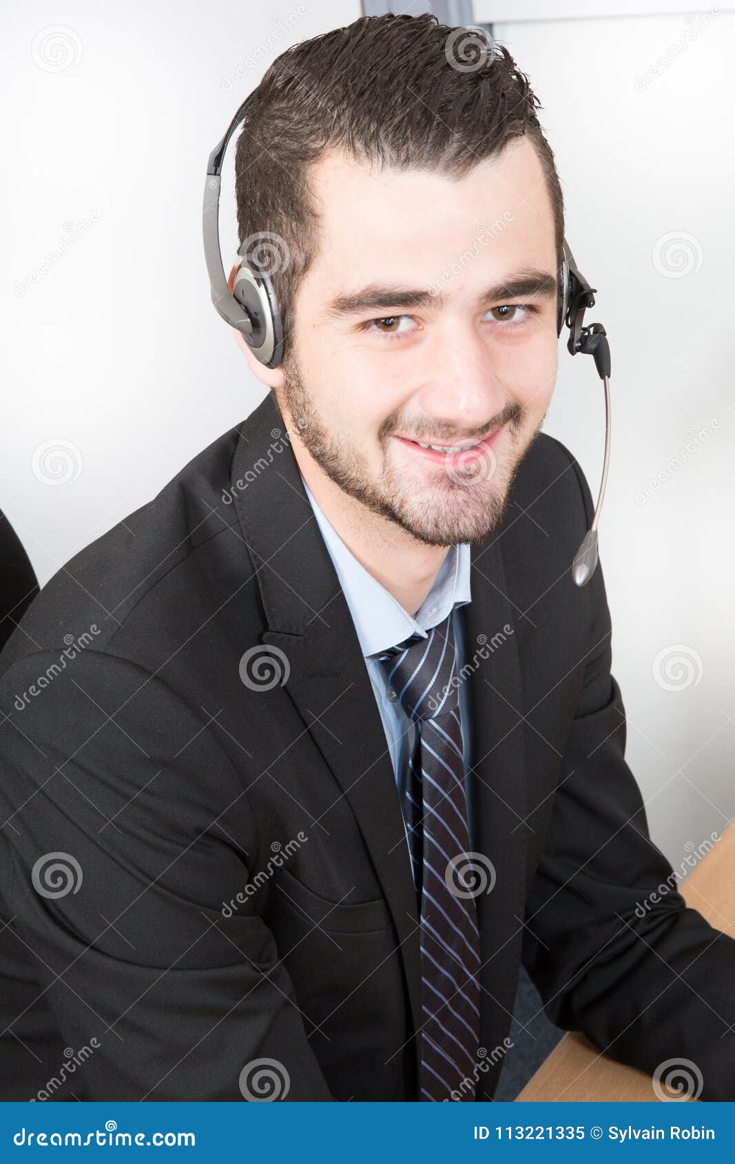 Call Centre Agent Customer Service Representative Wearing a Headset at ...