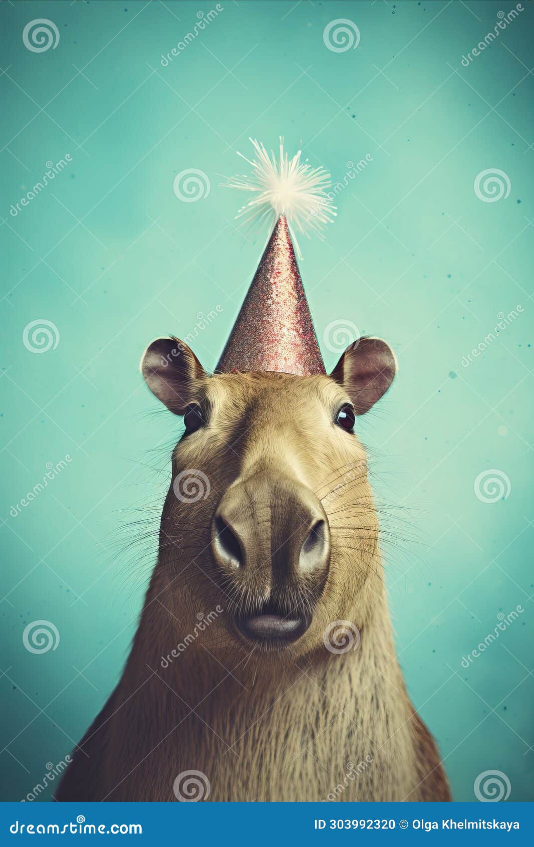 Joyful Capybara Celebrating Birthday. Party, Cake, and Copy Space Stock ...