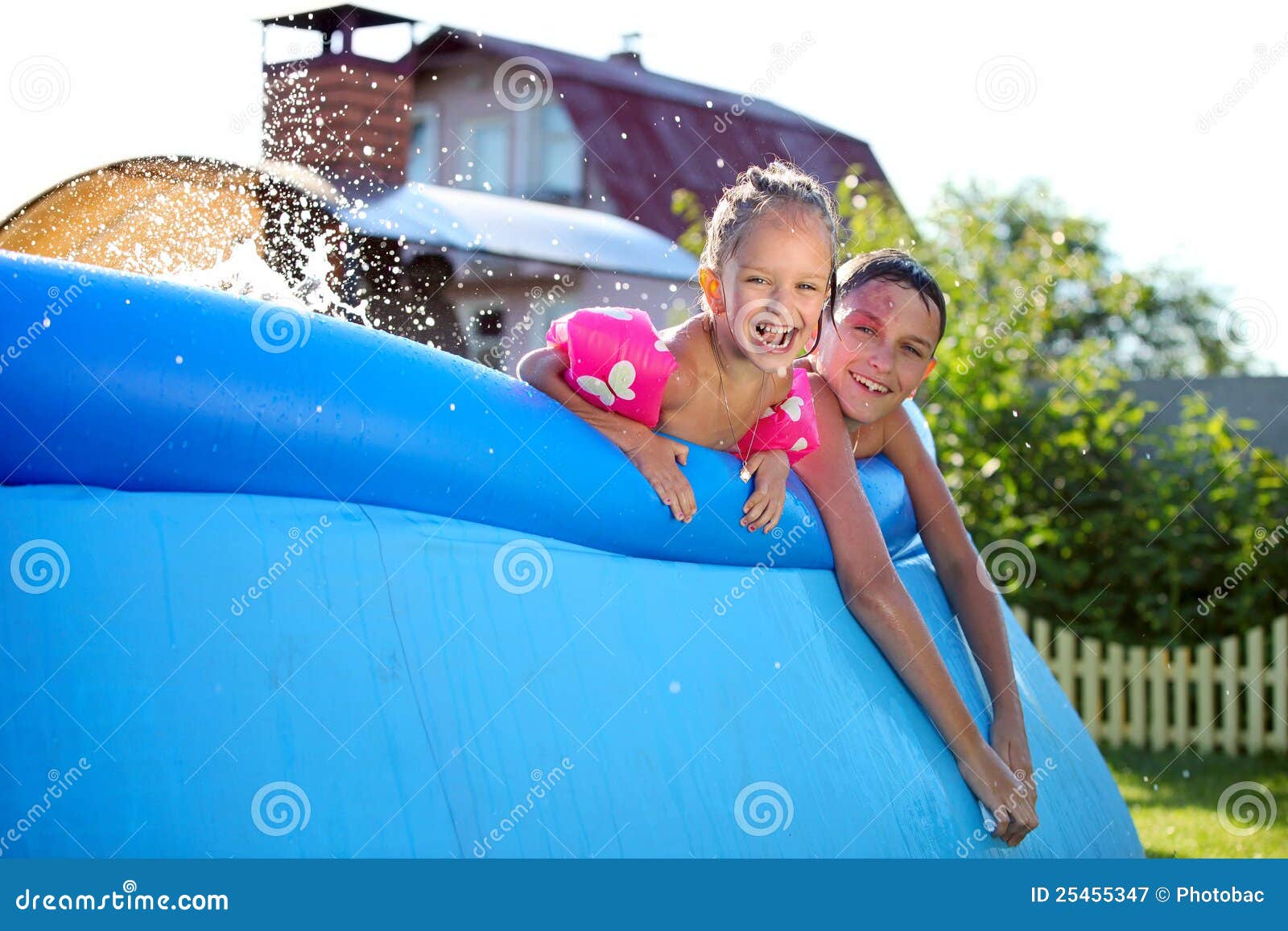 Joyful Caucasian Siblings Outdoors Stock Image - Image of emotion ...