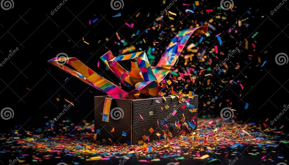 Joyful Celebration with Exploding Confetti, Vibrant Colors, and Shiny ...
