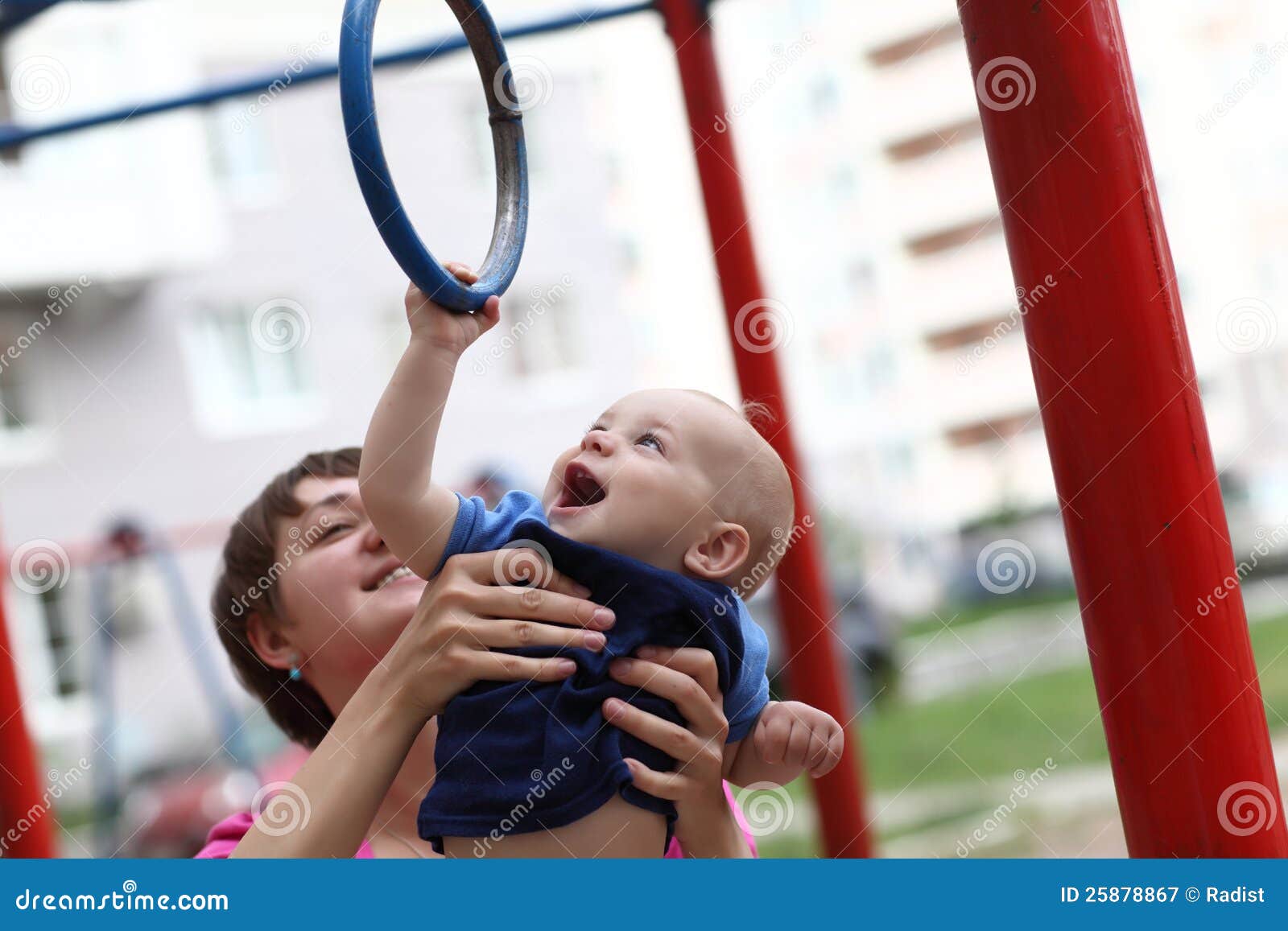 Joyful Child Hanging on Rings Stock Image - Image of leisure, activity ...