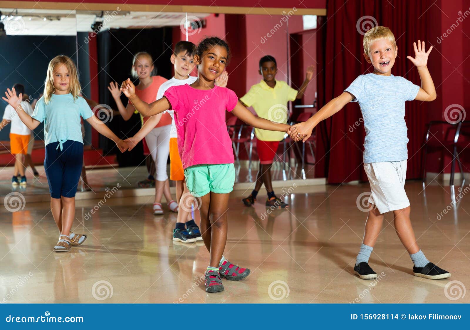 Joyful Children Trying Dancing Partner Dance Stock Photo - Image of ...
