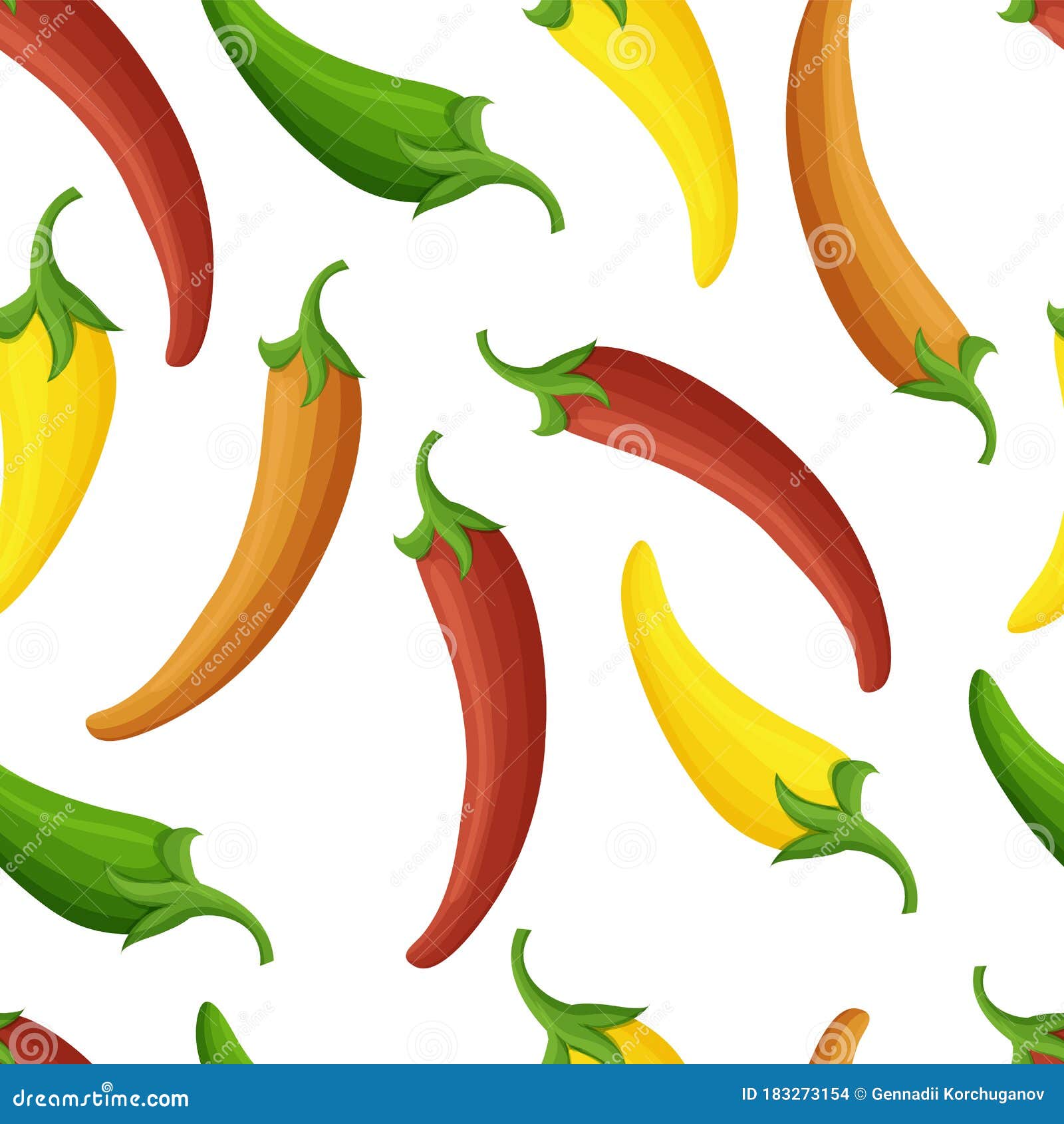 Joyful Chilli Peppers Pattern, Seamless Vector Repeat. Nice Colors ...