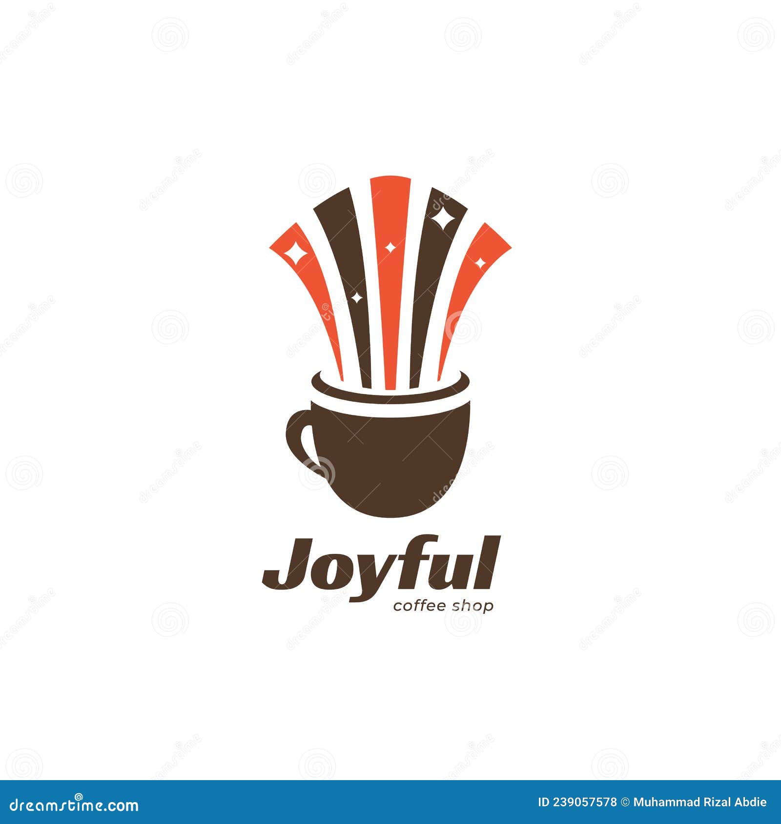 Joyful Coffee Shop Logo with Mug and Rainbow Icon Stock Vector ...