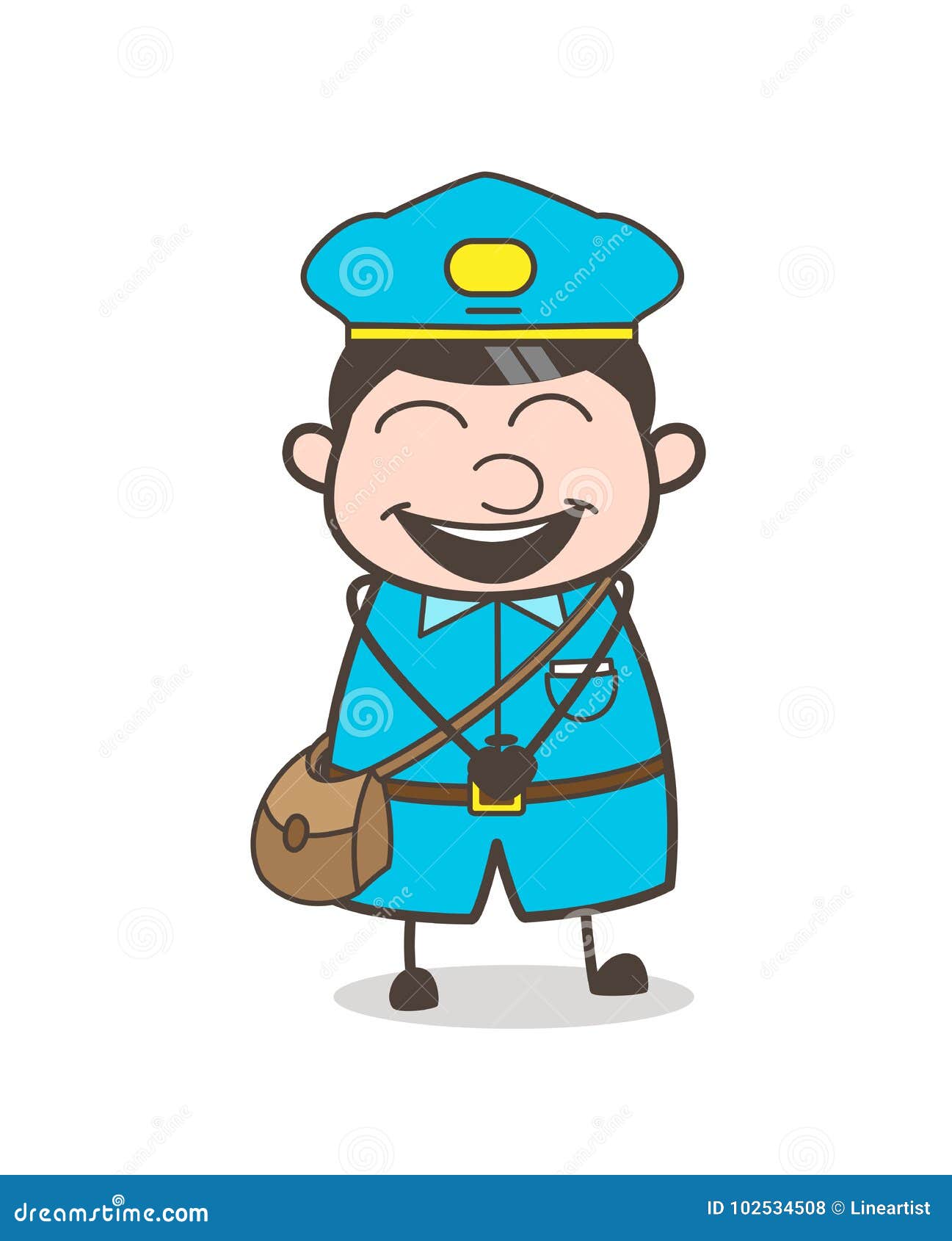 Joyful Comic Postboy Laughing Face Stock Illustration - Illustration of ...