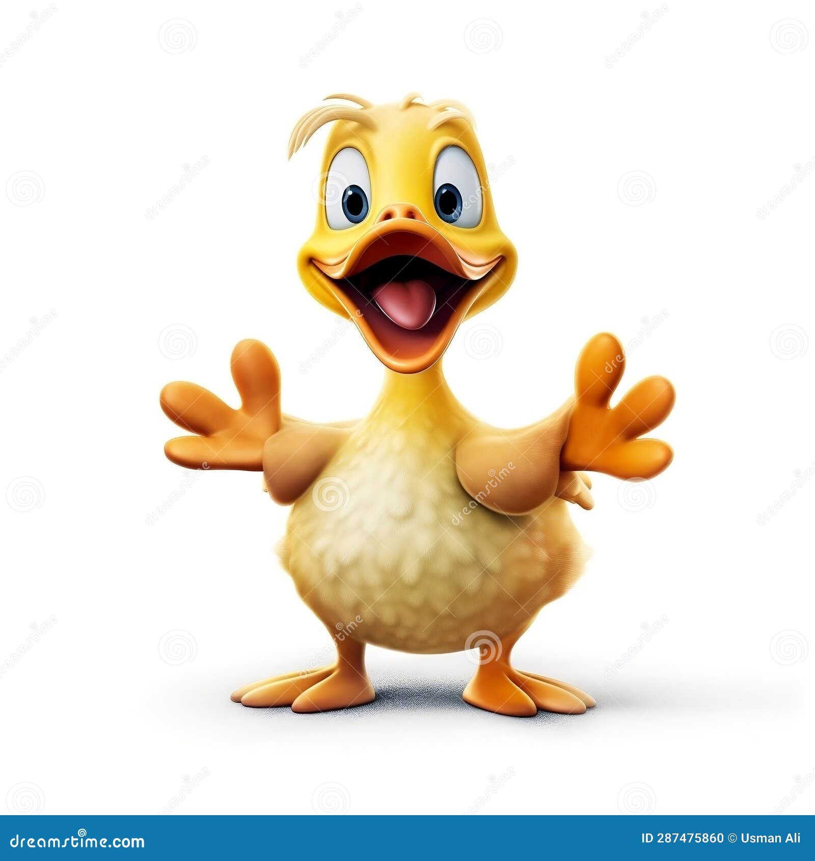 Joyful Duck on White Background. AI Stock Illustration - Illustration ...