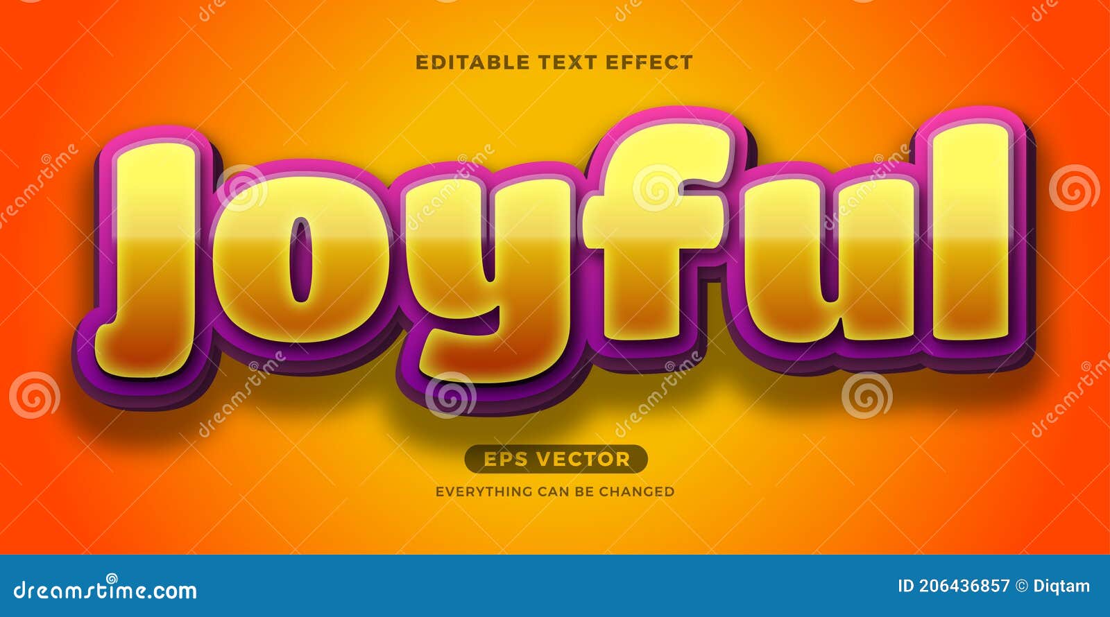 Joyful Editable Text Effect Vector Stock Vector - Illustration of ...