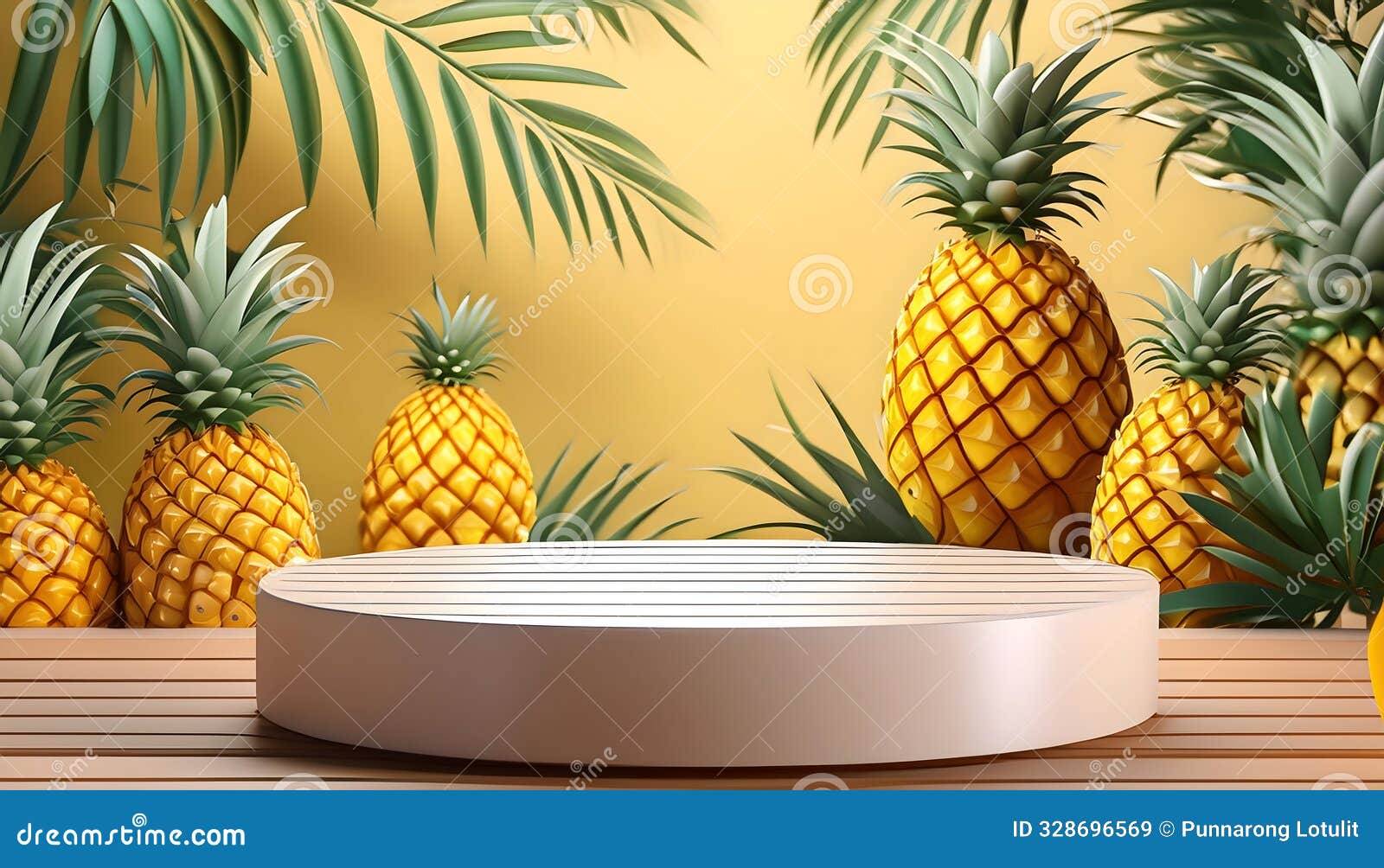 Joyful Empty Podium for Product Presentation and Pineapple Tree ...