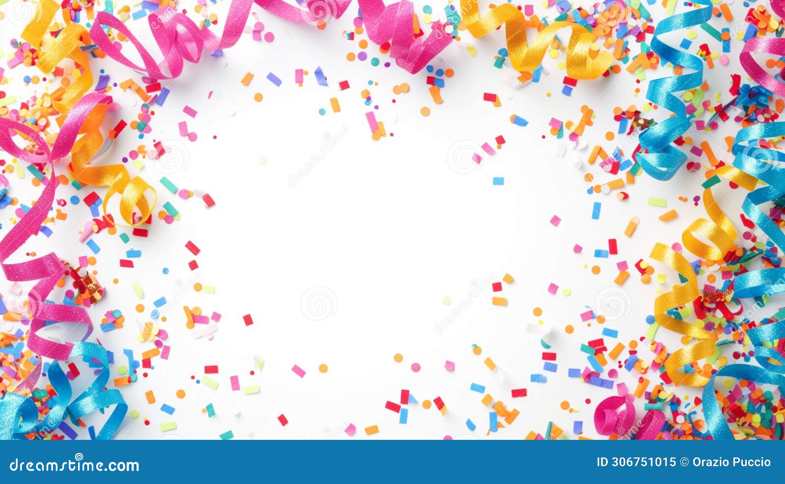 Joyful Frame: Confetti and Streamers Create a Festive Clipart on a ...