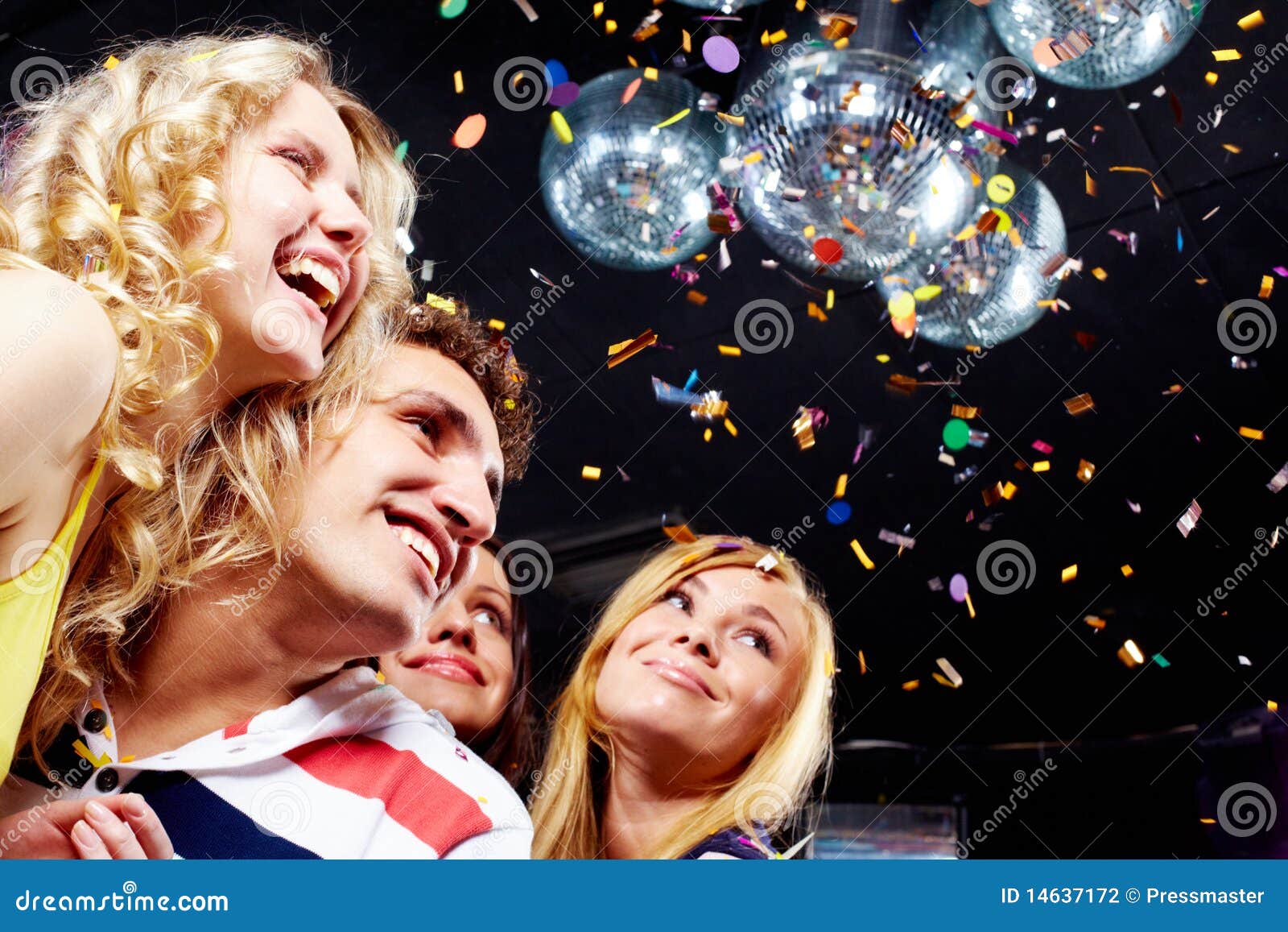 Joyful friends stock photo. Image of festival, discoball - 14637172
