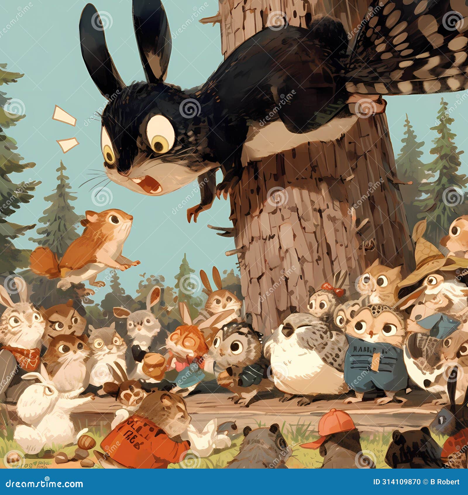 Joyful Gathering Of Woodland Creatures, 95 Characters Stock Photo ...