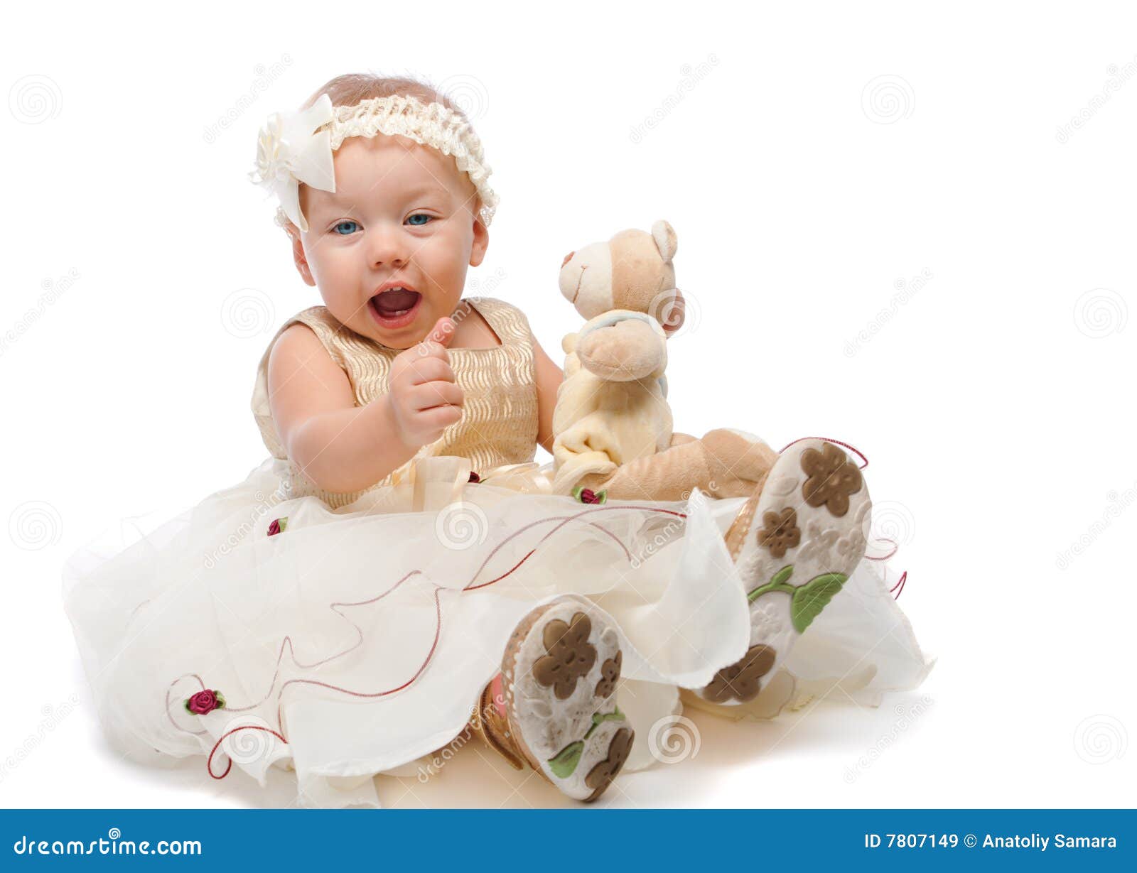 Joyful Girl with Teddy Bear Stock Image - Image of pretty, joyful: 7807149
