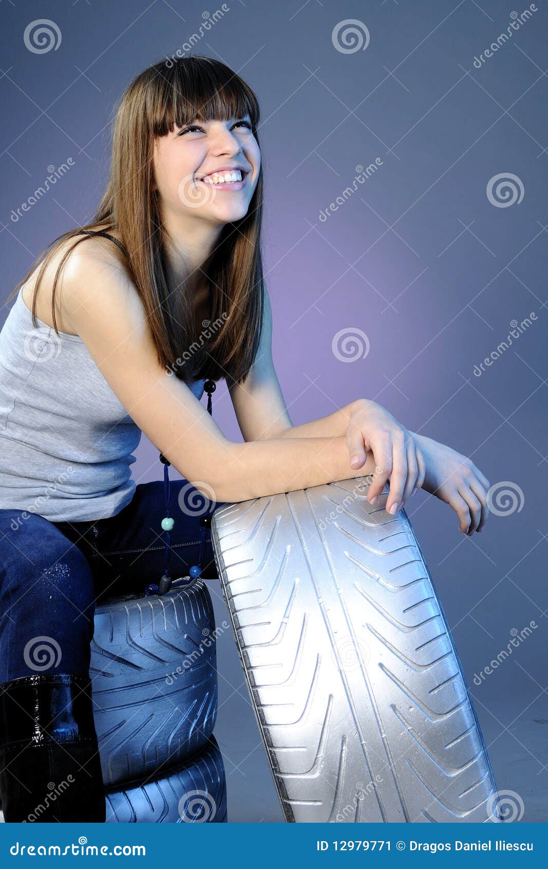 Joyful Girl Working and Smiling Stock Image - Image of inside, face ...