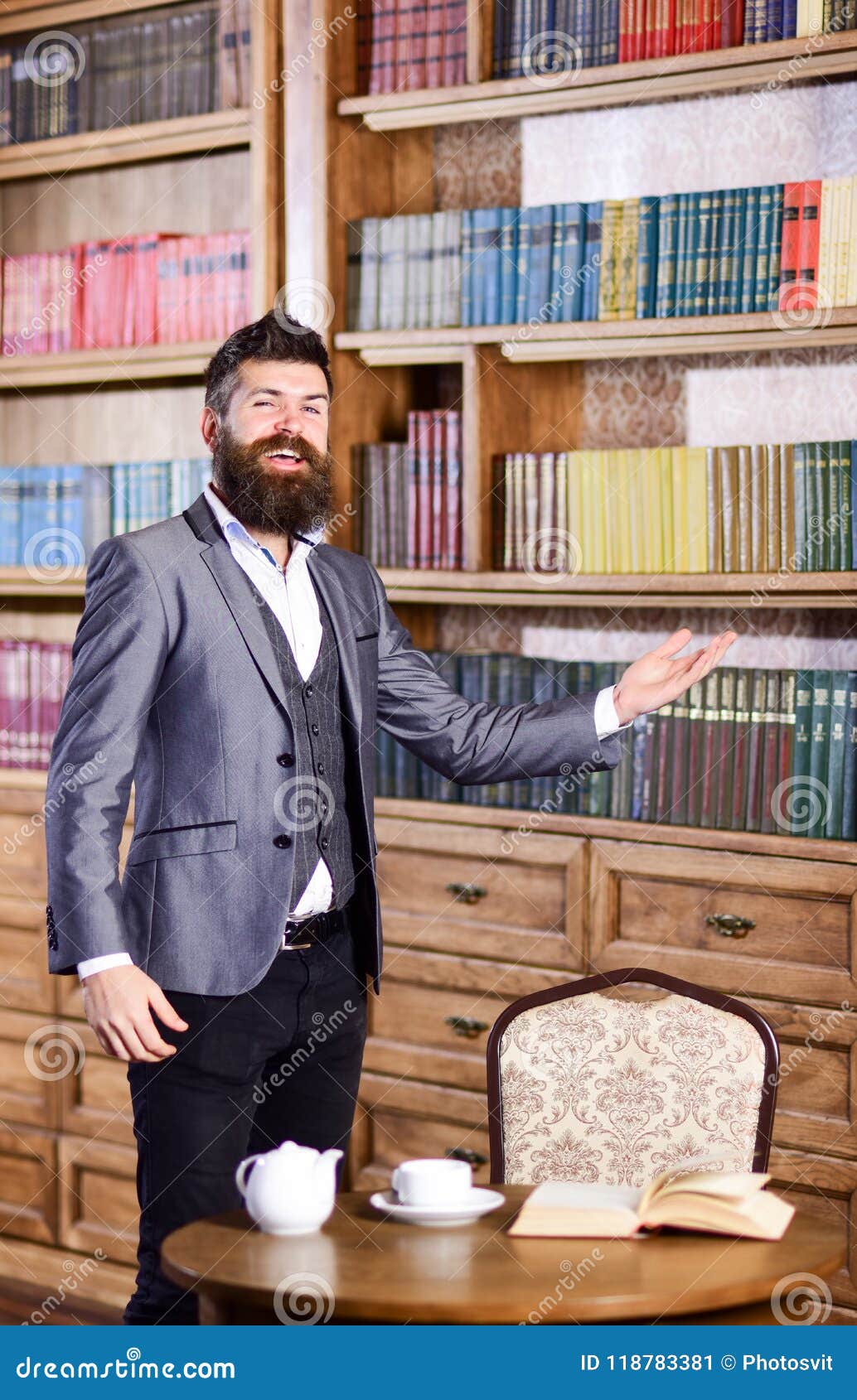 Joyful Guy Standing with Book Stock Image - Image of male, handsome ...