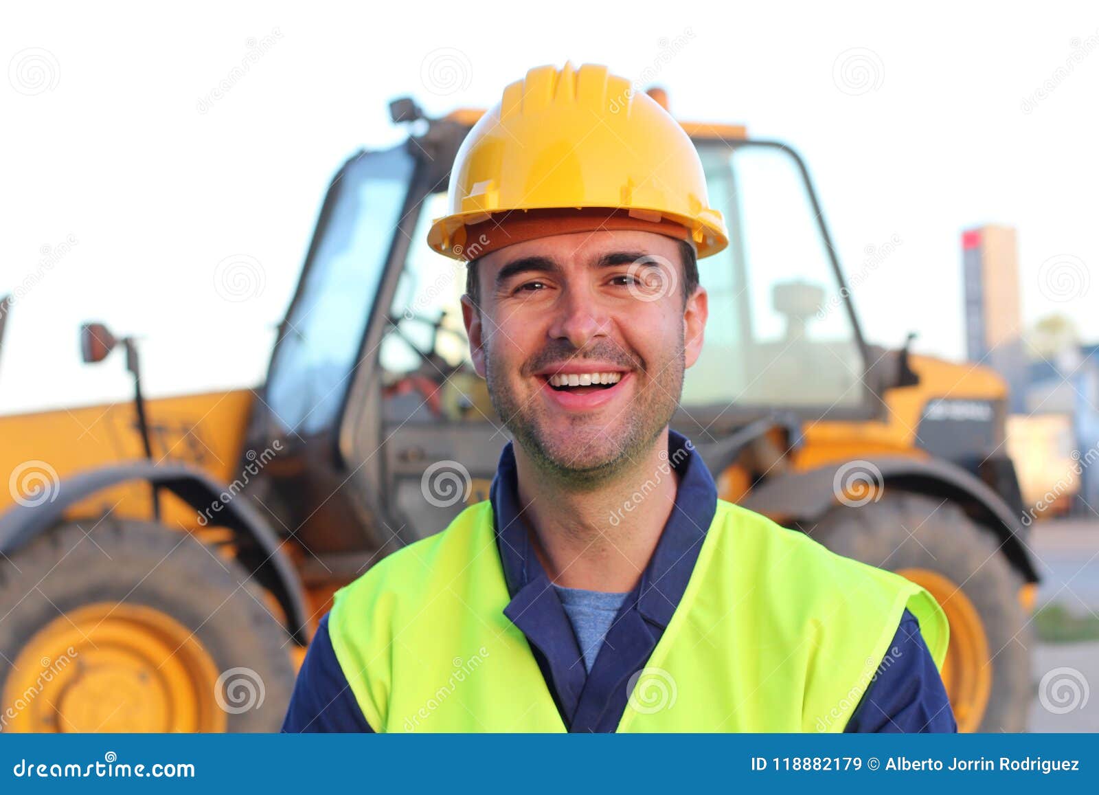 Joyful Handsome Worker at Work Stock Image - Image of happy, hispanic ...