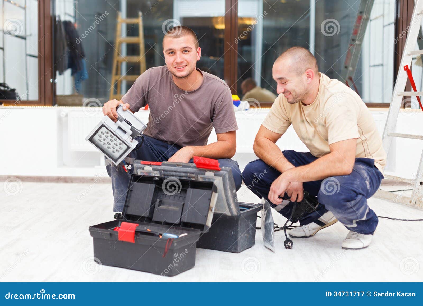 Joyful Handy Men and Their Tool Boxes Stock Image - Image of ...