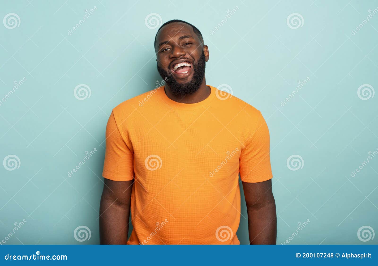 Joyful and Happy Guy Over Cyan Background Stock Photo - Image of ...