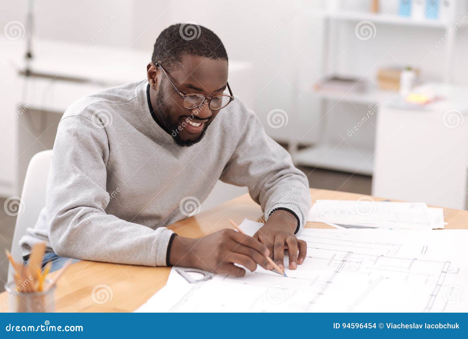 Joyful Hard Working Engineer Focusing on His Work Stock Photo - Image ...