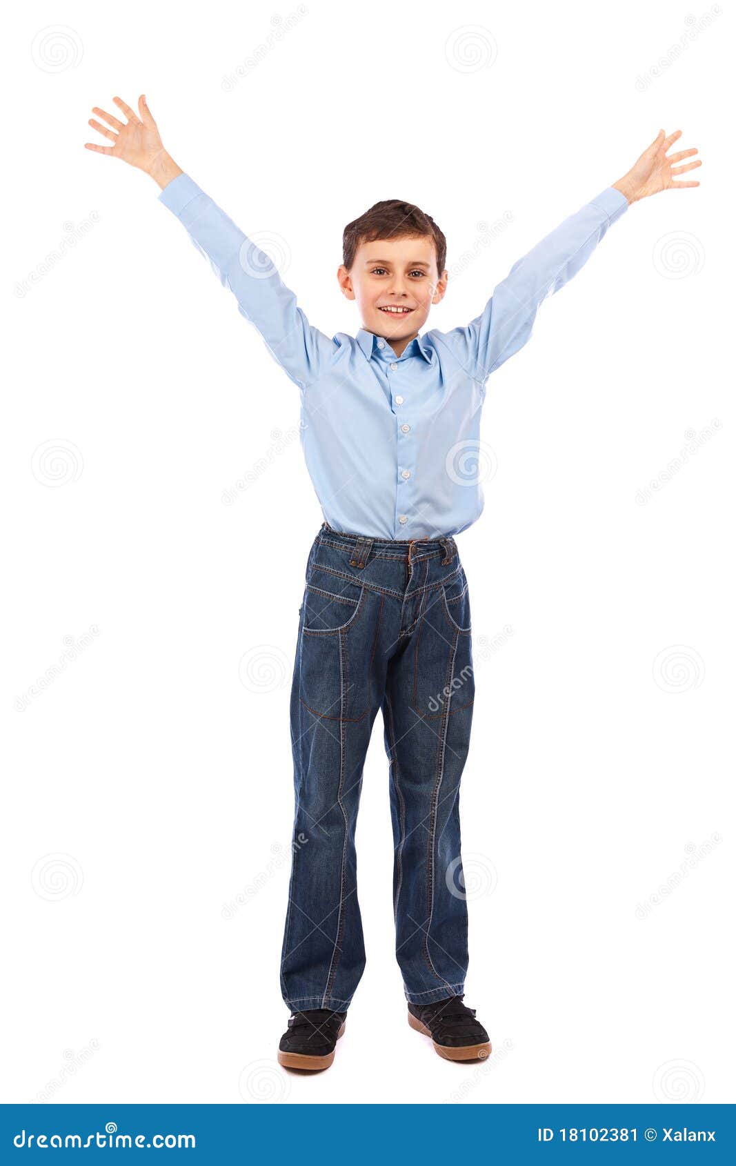 Joyful Kid Isolated on White Stock Image - Image of education, raised ...