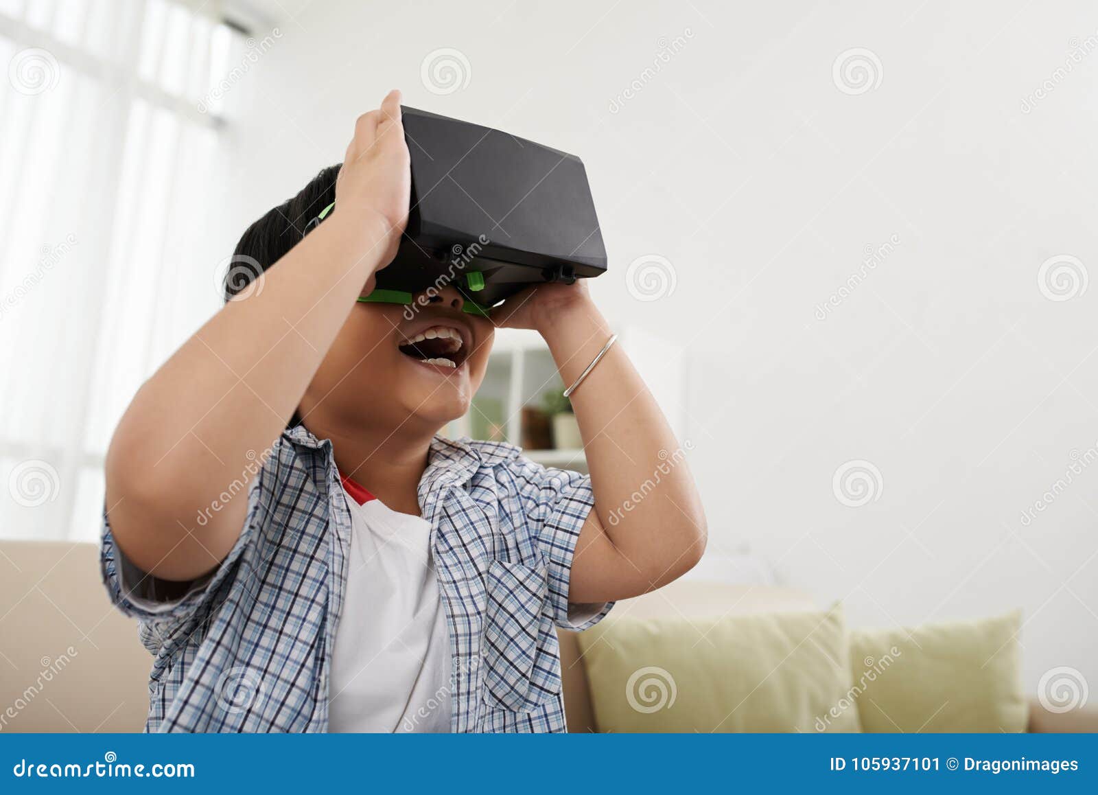 Playing VR game stock image. Image of videogame, child - 105937101
