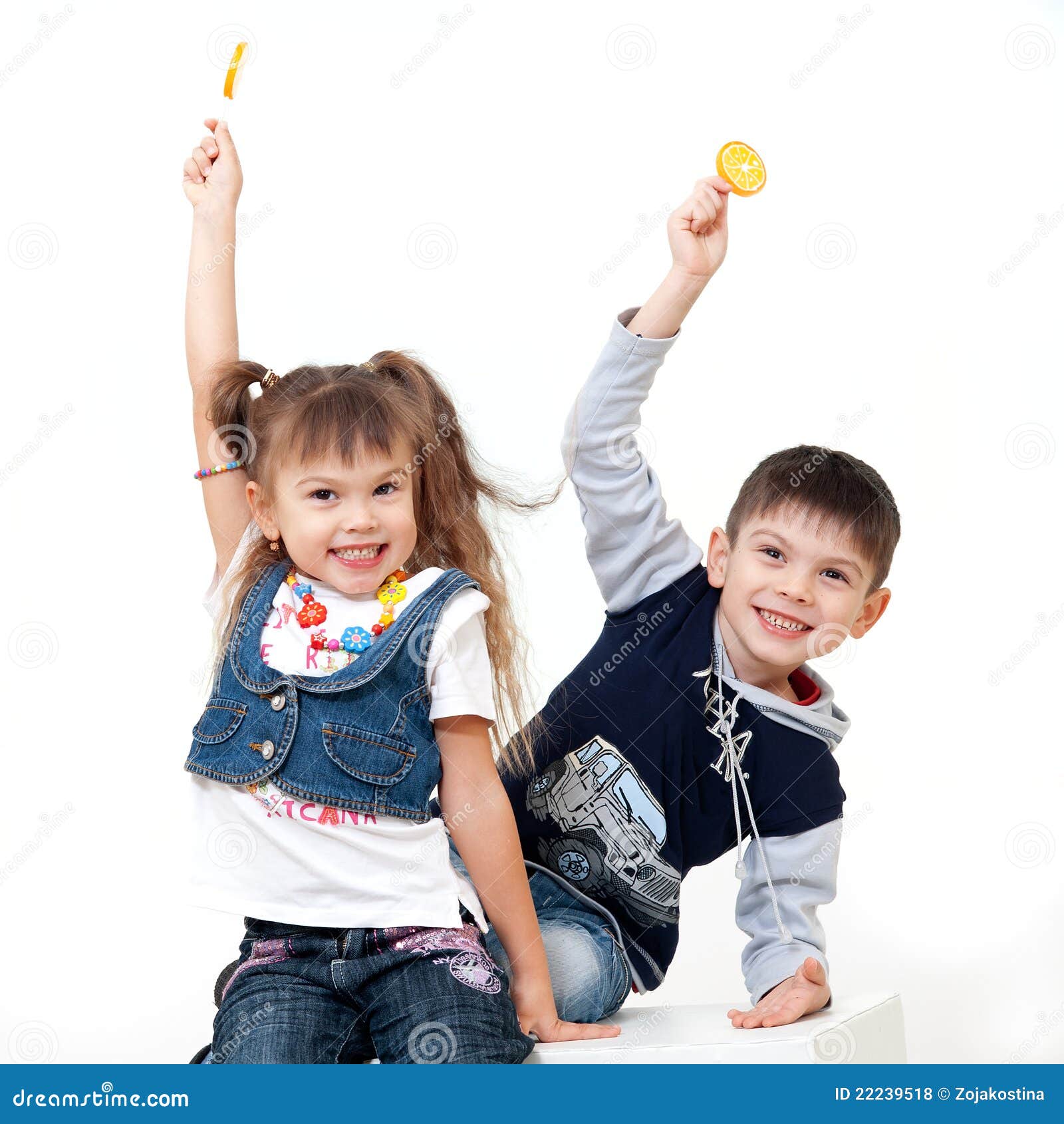 Joyful Kids with Sweet Candies Stock Photo - Image of childhood, hand ...